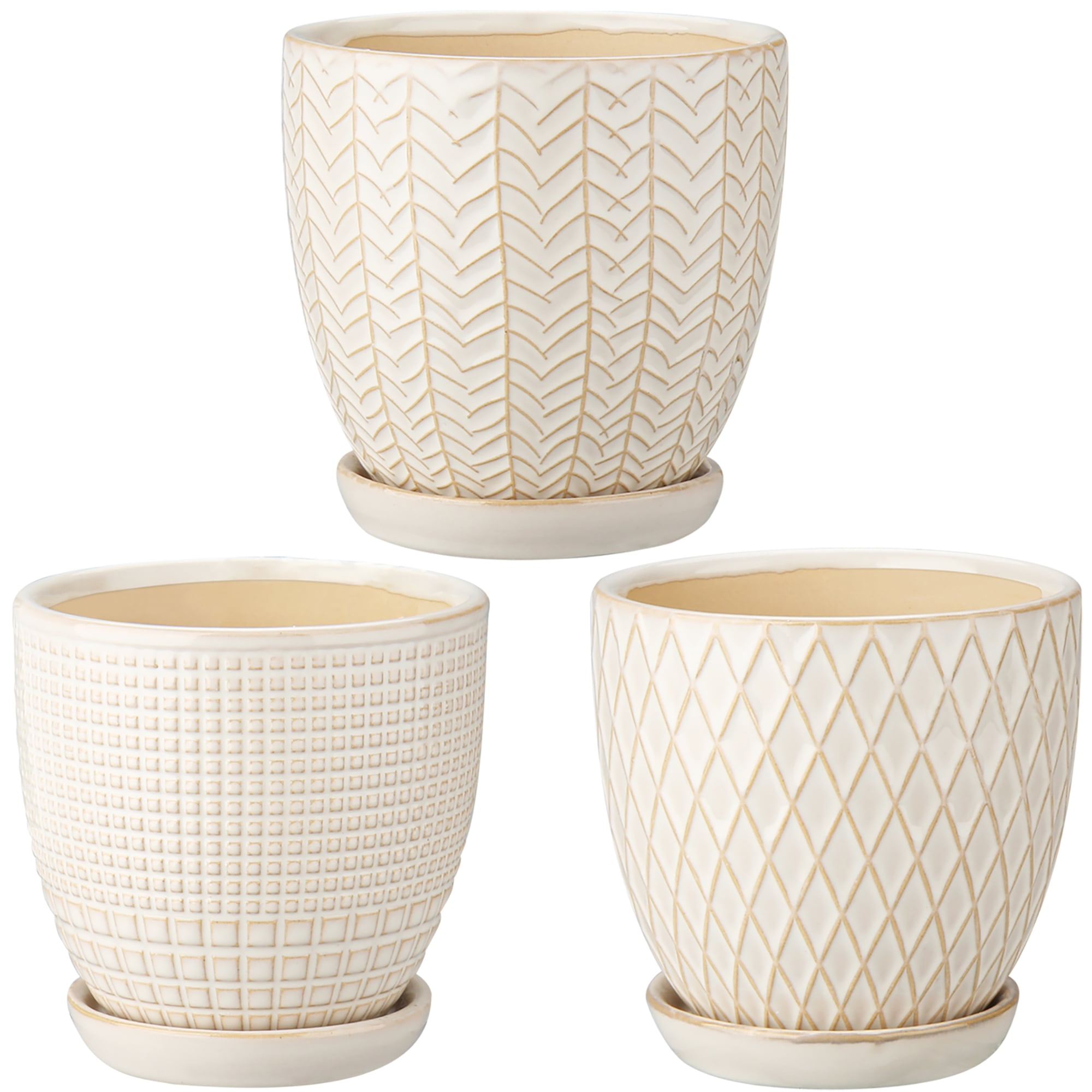 Succulent Planter Pots Small Ceramic Flower Cactus Pots Set 4 Pack Tree ...