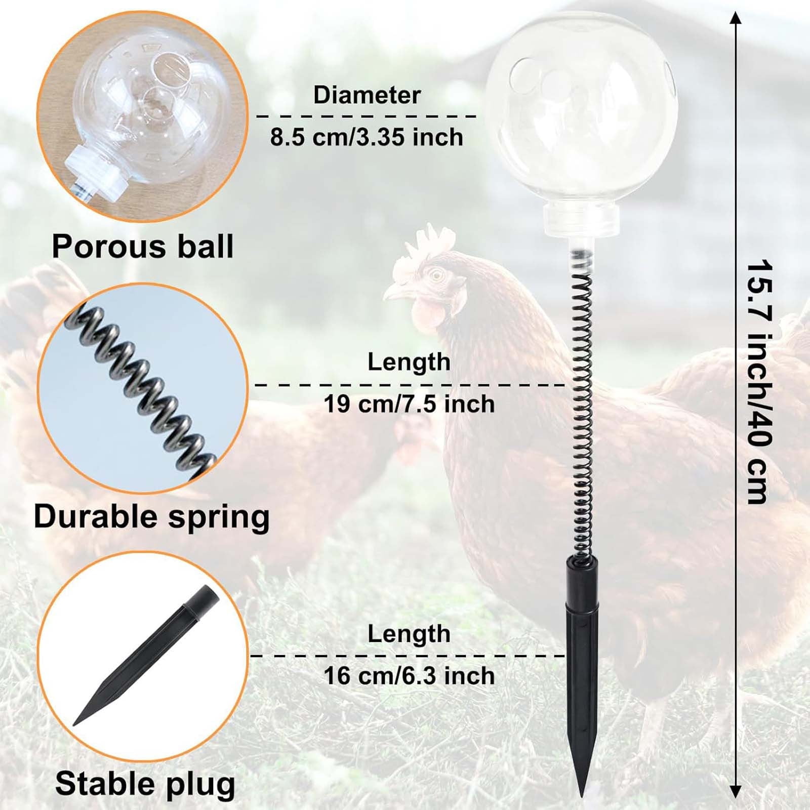 3 Pcs Chicken Pecking Toy Slow Feeder Foraging Enrichment Poultry Coop ...