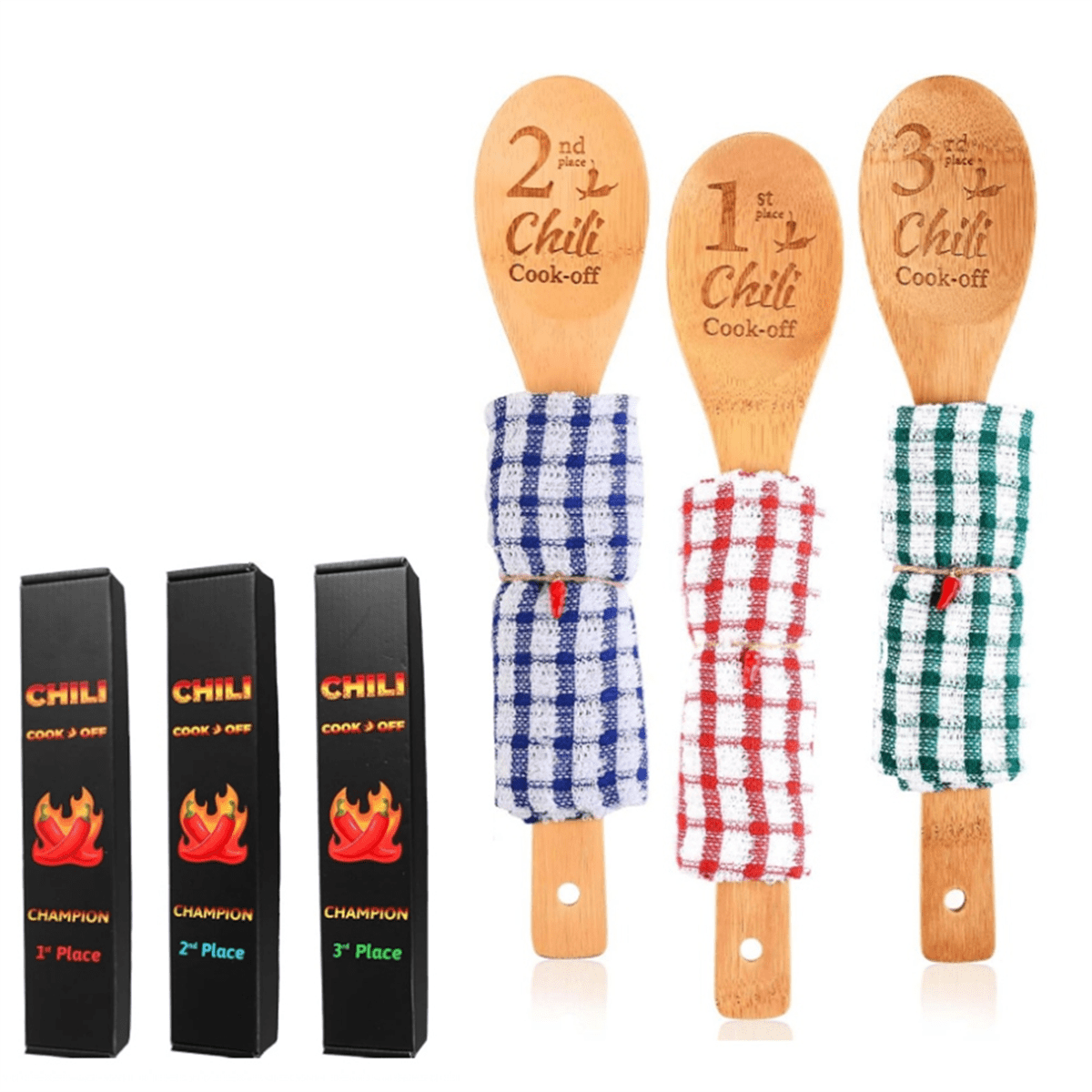 3 Pcs Chili Chili Cook Off Award Prizes 1st 2nd 3rd Wooden Spoons ...