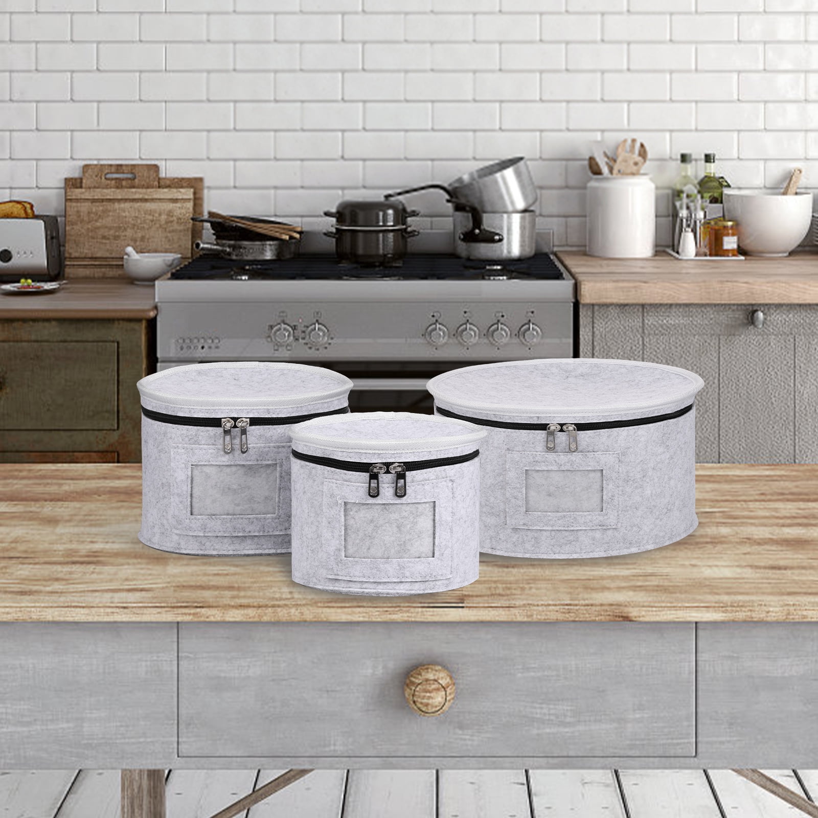 3 Pcs China Storage Cases with 36 Round Dividers Thick Felt China ...