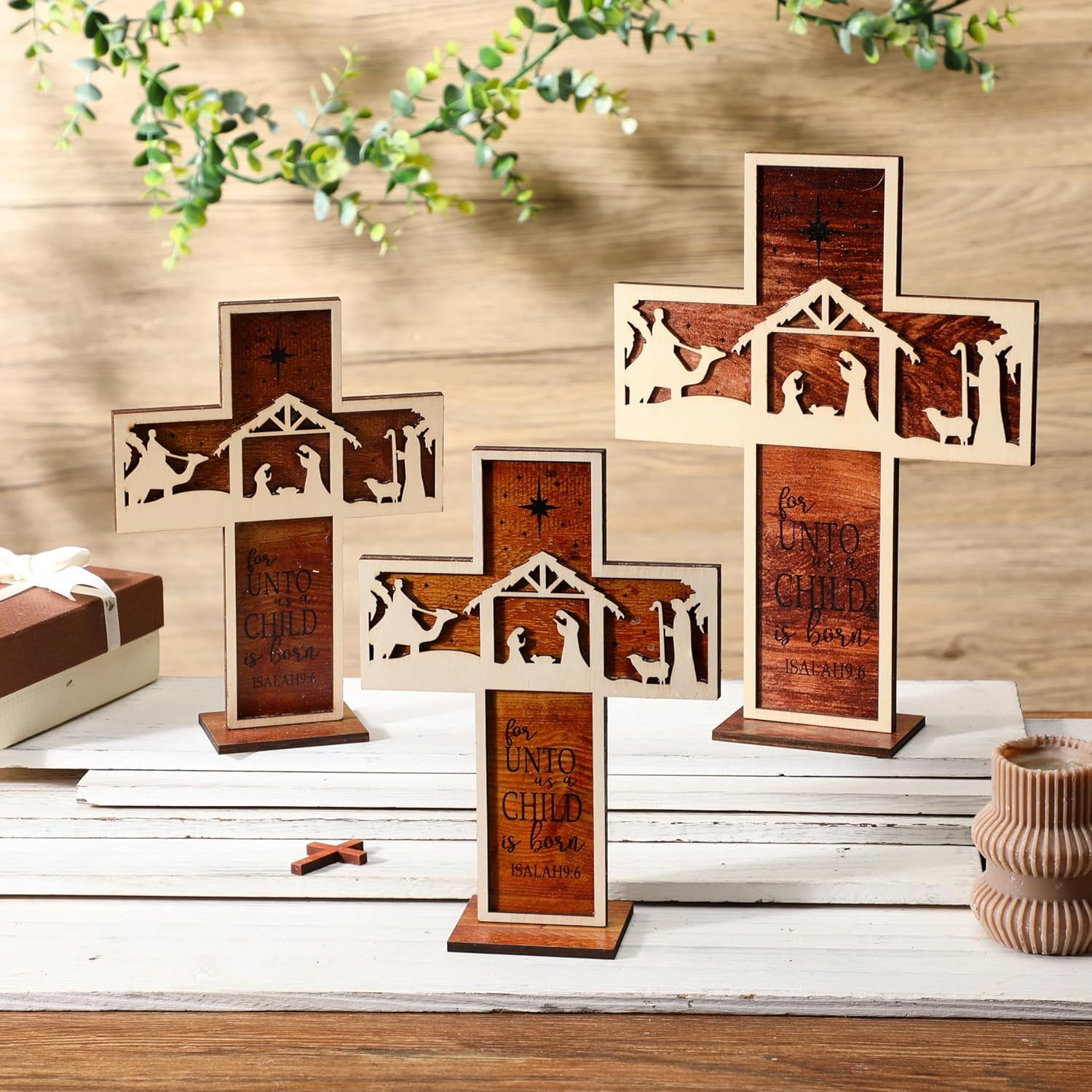 3 Pcs Christmas Nativity Scene Table Ornament Vintage Jesus Nativity ...