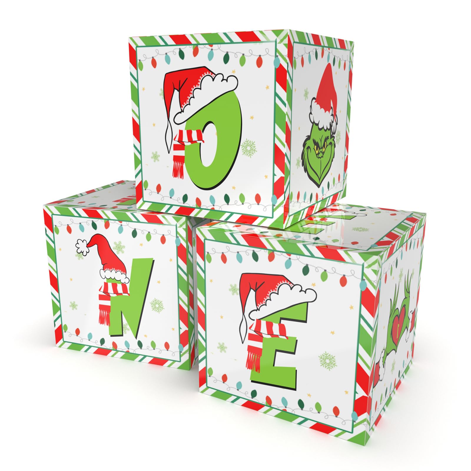 3 Pcs Christmas One DHF10 Balloons Boxes Large Christmas Letters ...