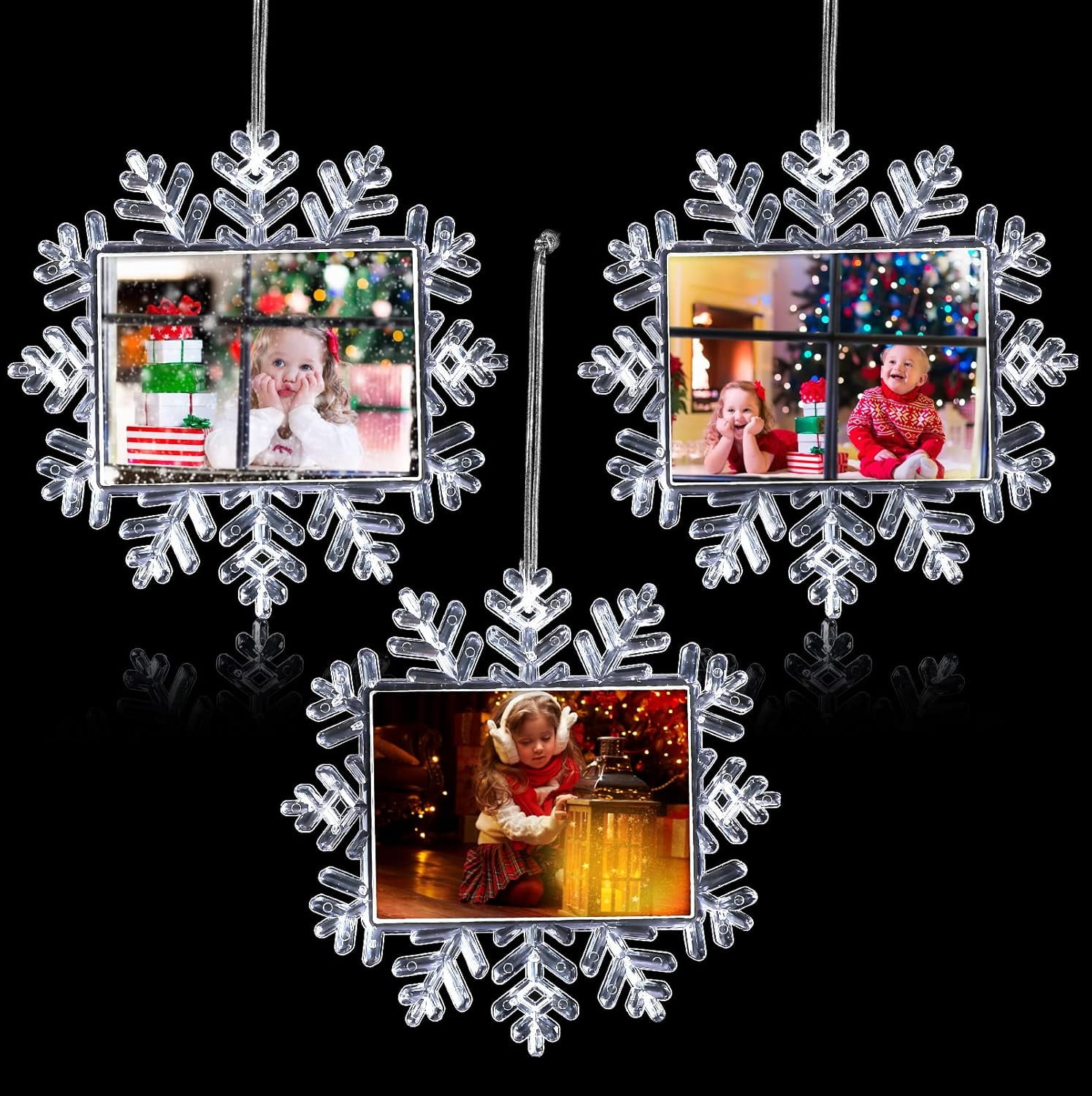 3 Pcs Christmas Snowflake Hanging Photo Frame, Snowflake Christmas ...