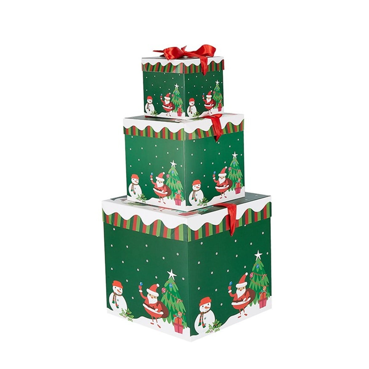 3 Pcs Christmas Souvenir Box 3 Sizes Holiday Paper Boxs Tower Décor-10 ...