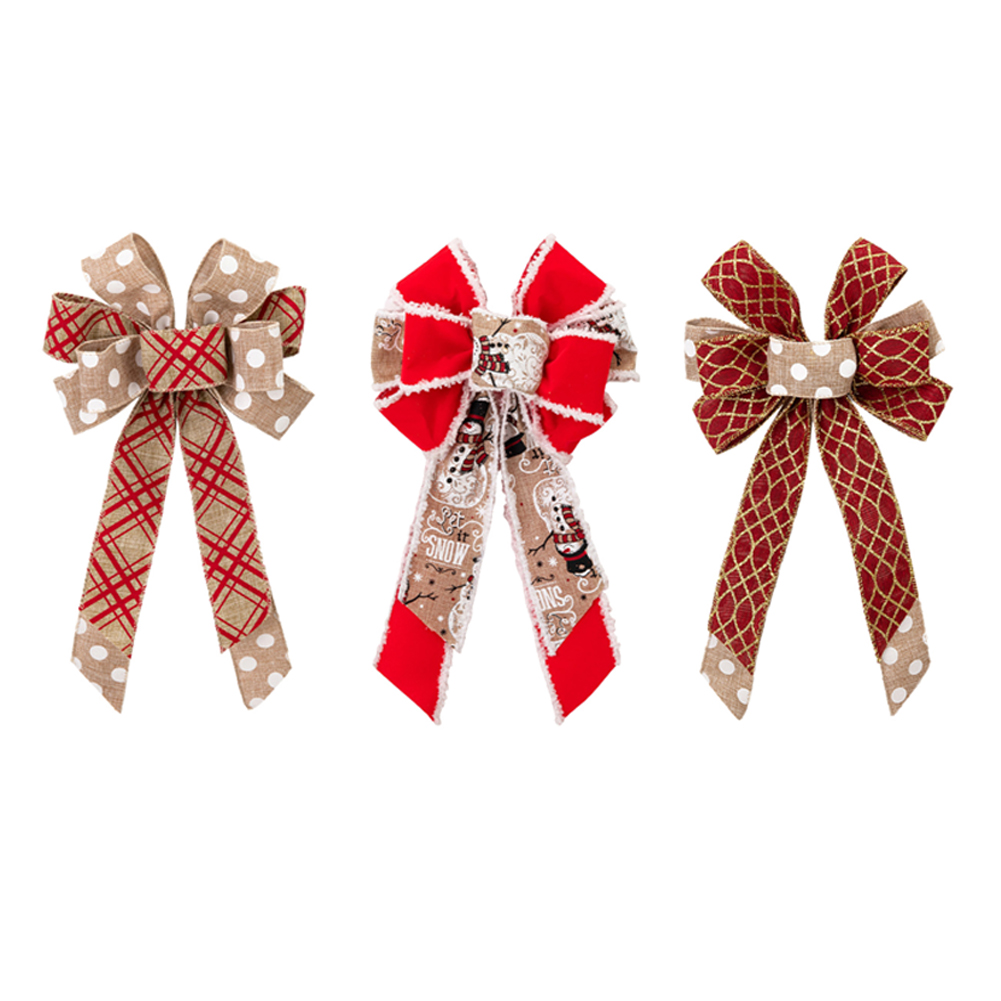 3 Pcs Christmas Wreath Bow Red Bow 7 Inch Christmas Red Velvet Bows for ...