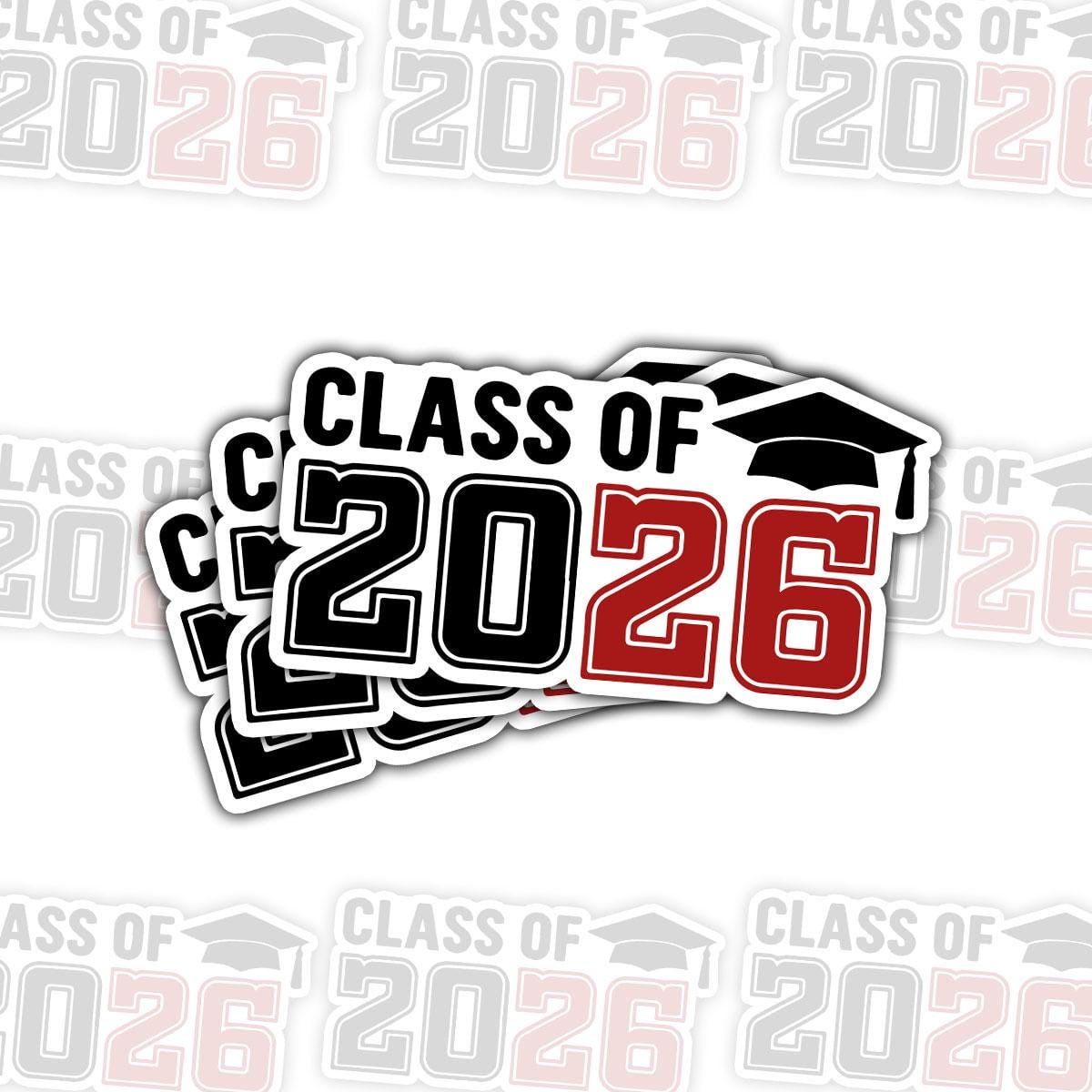 3 Pcs Class of 2026 Graduation Stickers | Black & Red Vinyl Decals ...
