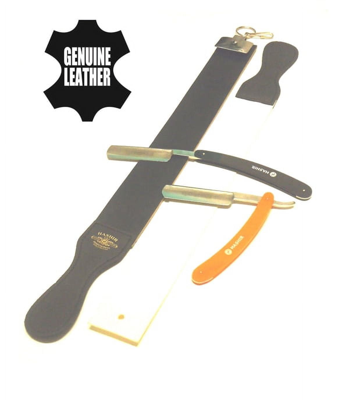 3 Pcs Classic Folding Shaving Straight Razors PLUS Leather Sharpening ...