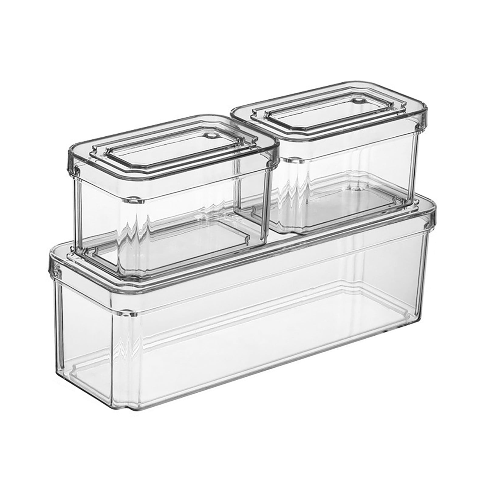 3 Pcs Clear Stackable Refrigerator Organizer Bins - 3 Pack Plastic Food ...