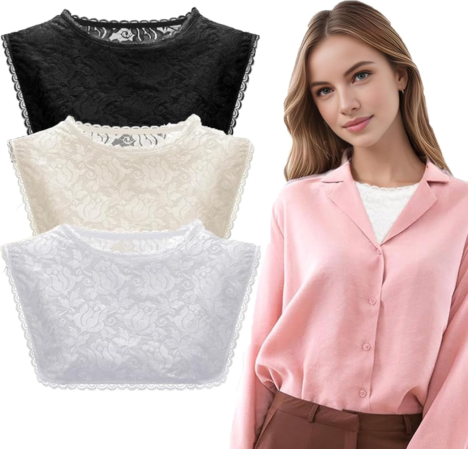 3 Pcs Cleavage Cover up for Low Neckline Fake Collars for Women ...