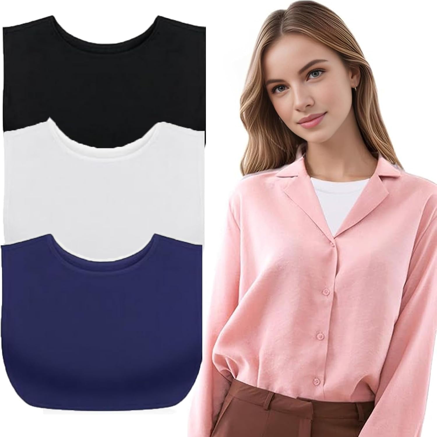 3 Pcs Cleavage Cover up for Low Neckline,Fake Collars for Women Modesty ...