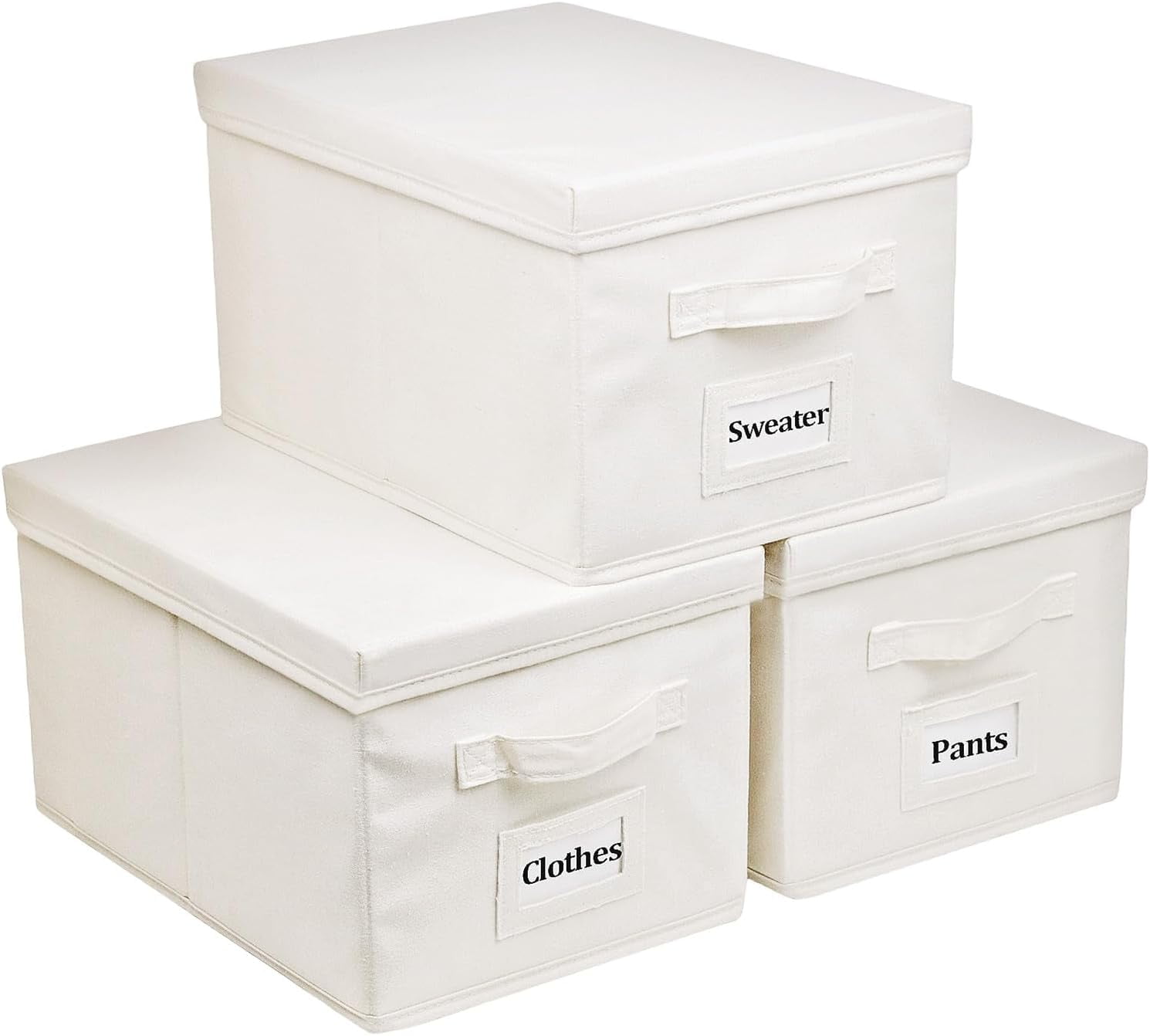 3 Pcs Closet Storage Bins with Lids & Lable & Handles, 15" 22 Quart ...