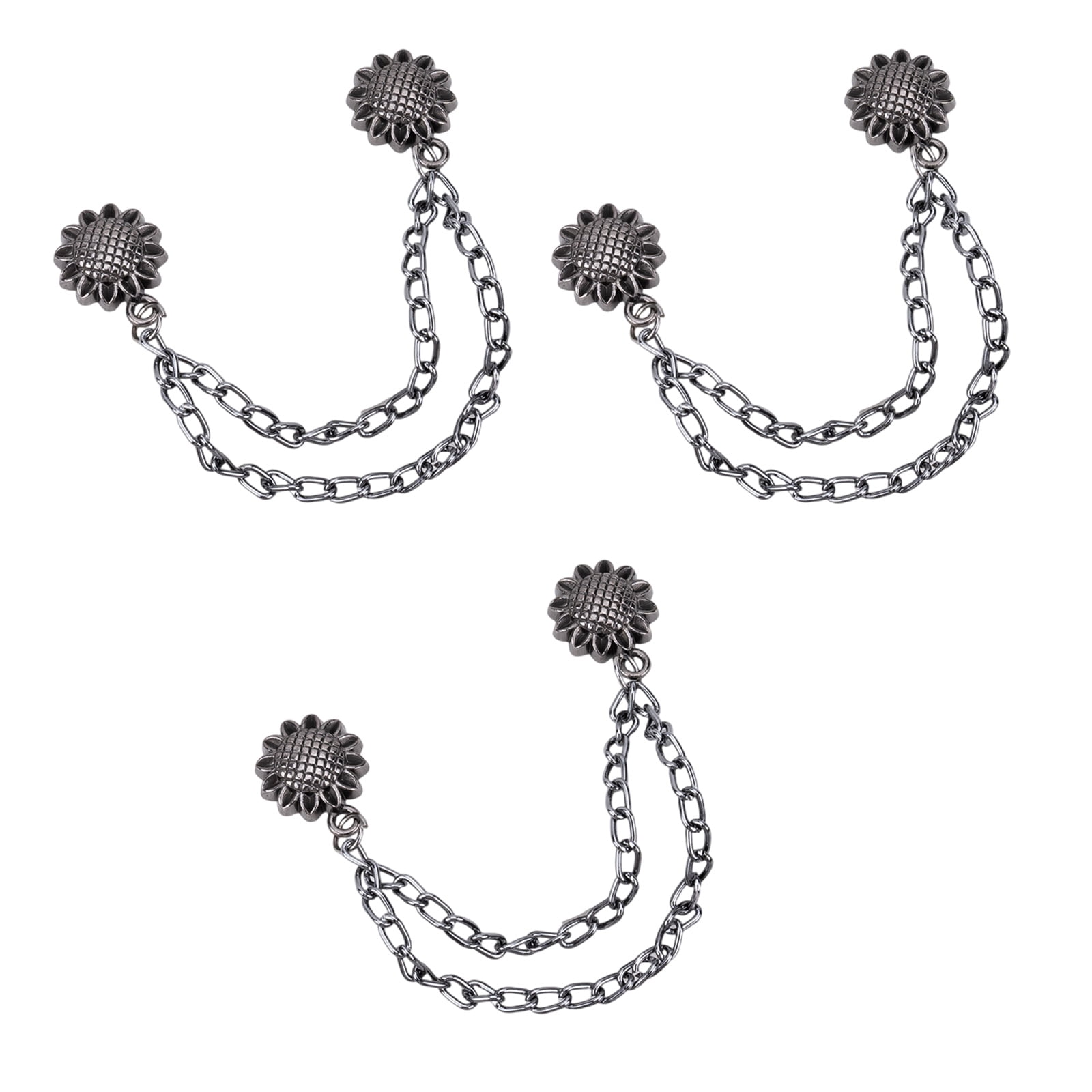 3 Pcs Clothing Clips with Chain Flowers Magnets Buttons Pants Clips ...