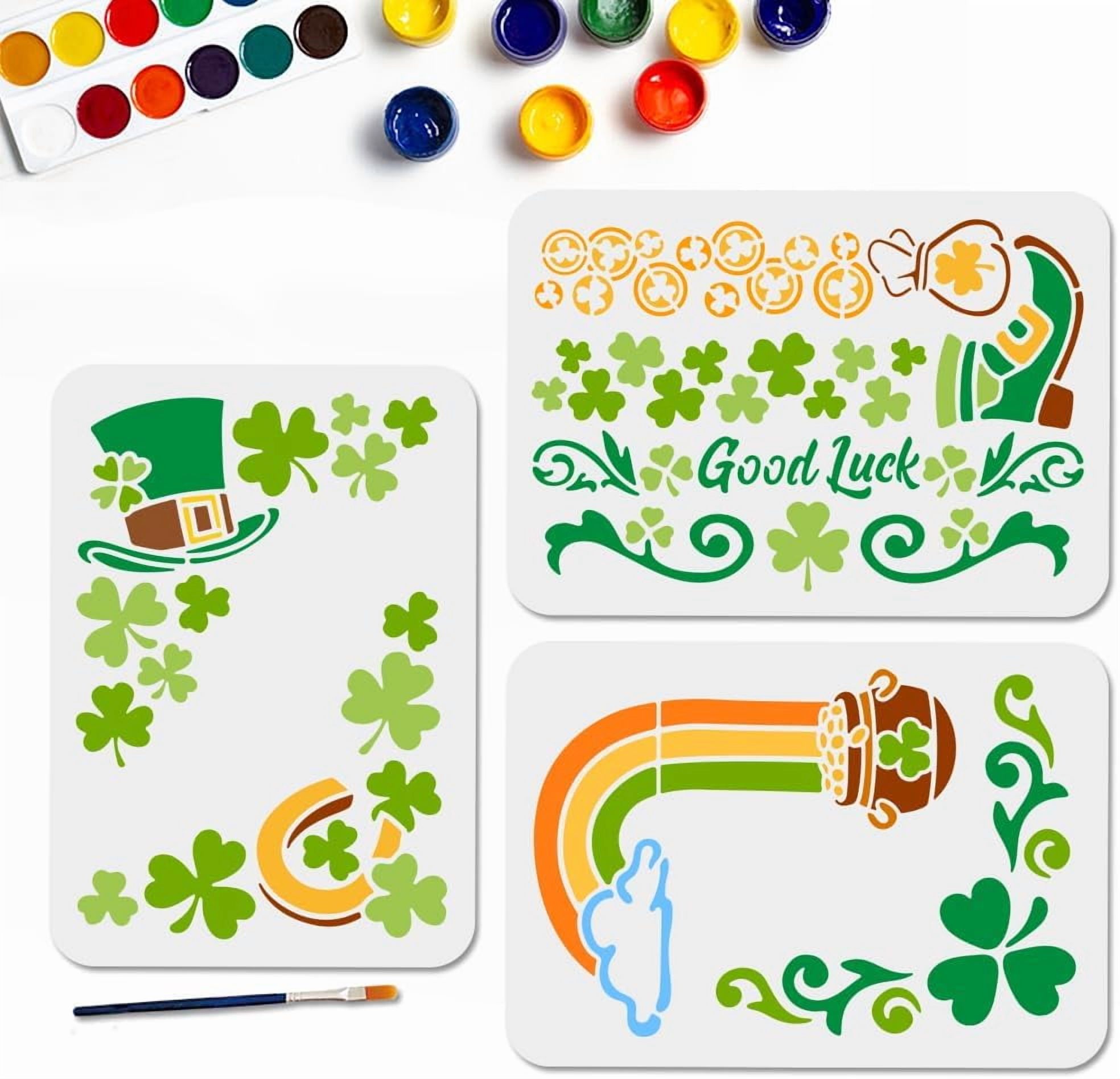 3 Pcs Clover Corner Stencil Shamrock Border Stencils 11.7×8.3inch St ...