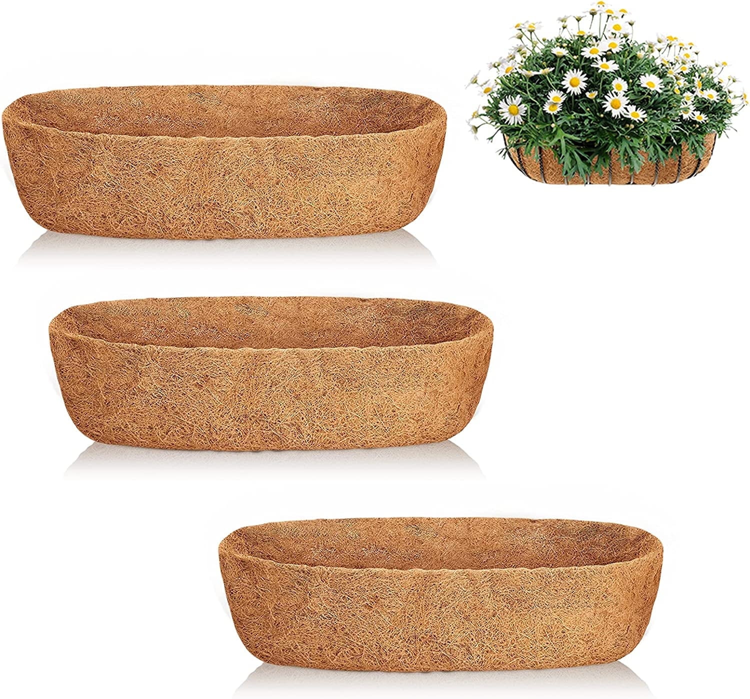 3 Pcs Coco Liners for Planters 30 Inch,Casewin Sturdy Window Box Liners ...