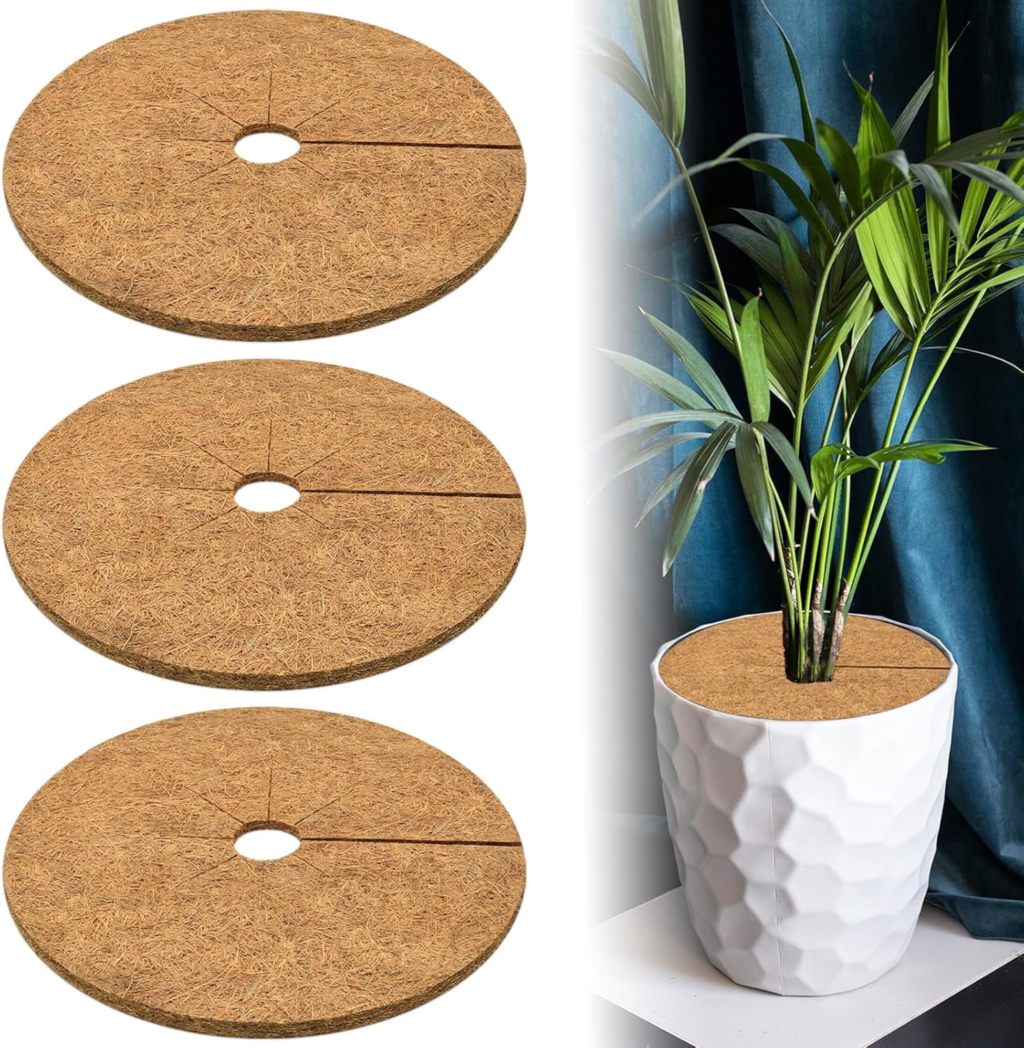 3 Pcs Coconut Fiber Mulch Ring, 30 Inch Coco Coir Tree Ring Mulch Mat ...