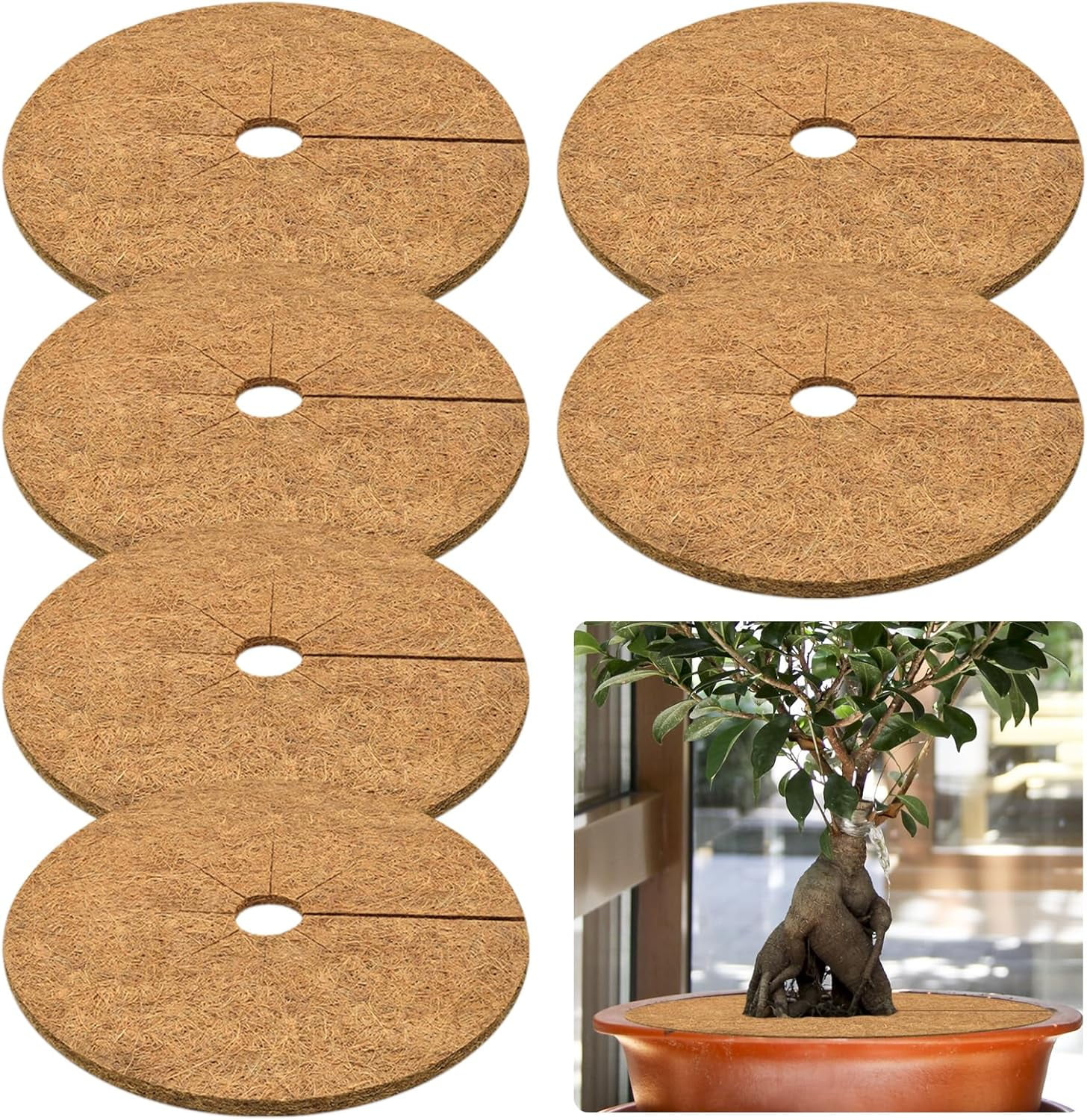 3 Pcs Coconut Fiber Mulch Ring, 30 Inch Coco Coir Tree Ring Mulch Mat ...