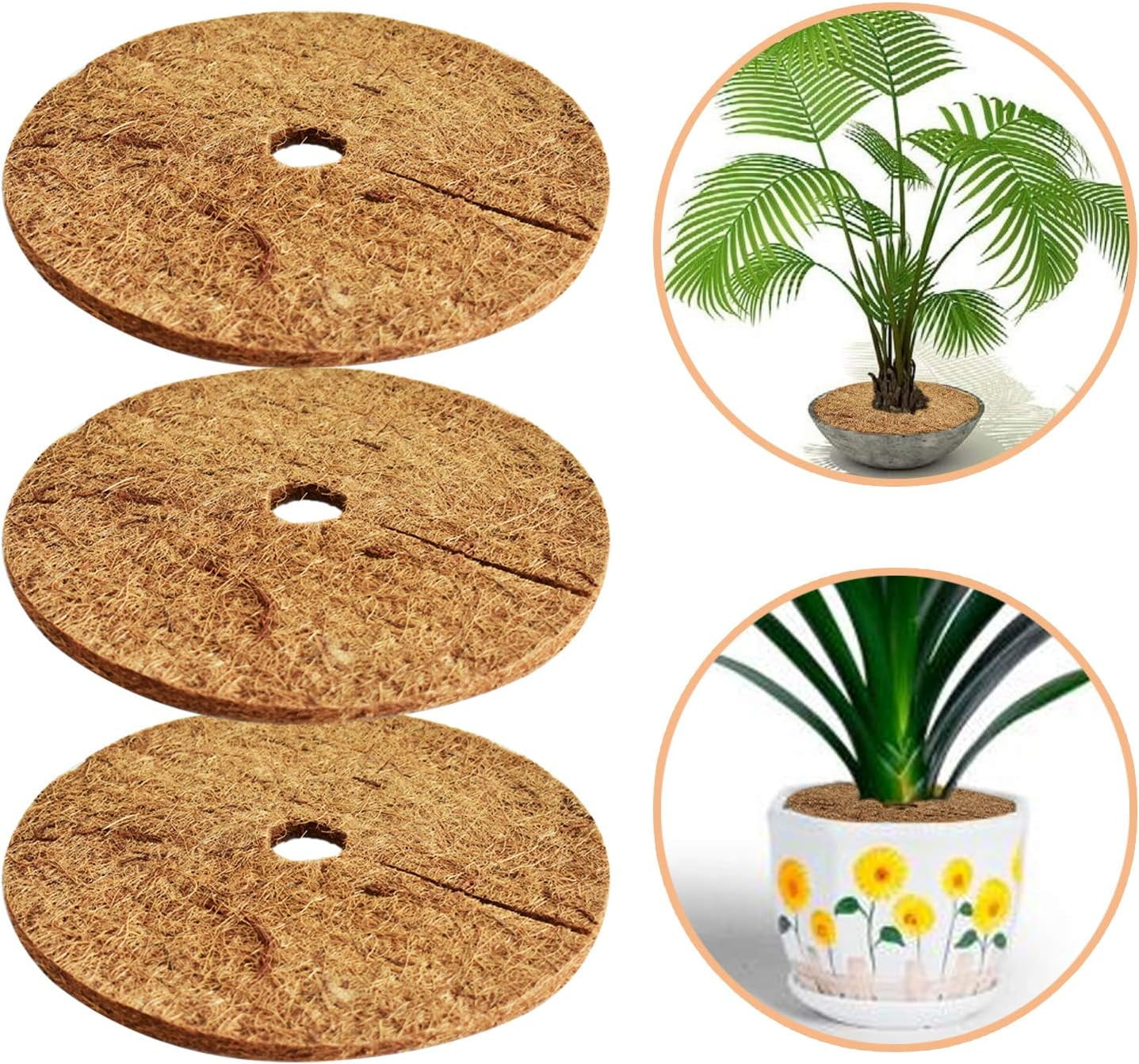 3 Pcs Coconut Fibers Mulch Ring Tree Protector Mat, Coco Coir Tree ...