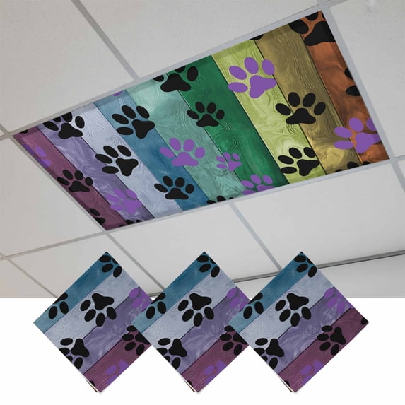 3 Pcs Colorful Dog Fluorescent Light Covers Paw Prints on The Board ...