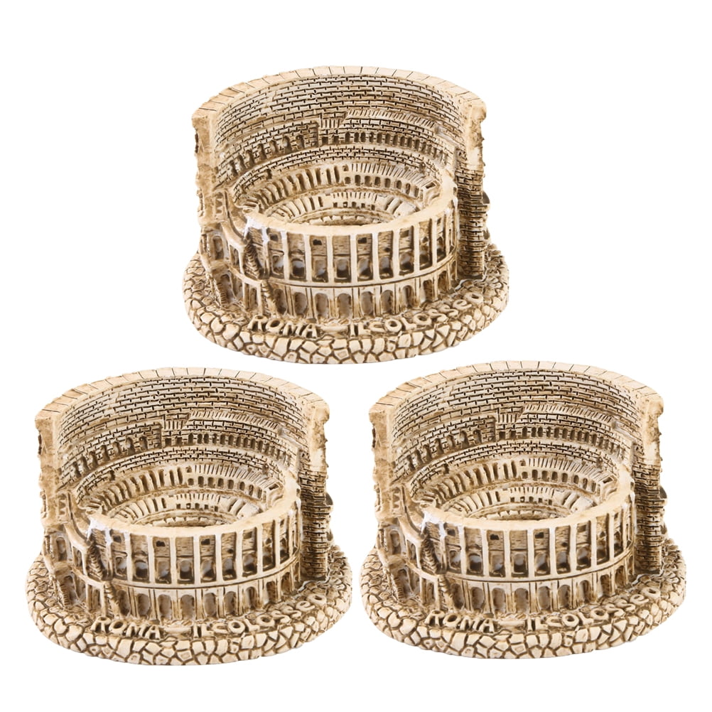 3 Pcs Colosseum Model Figurine Italian Decoration Ancient Roman Beige ...