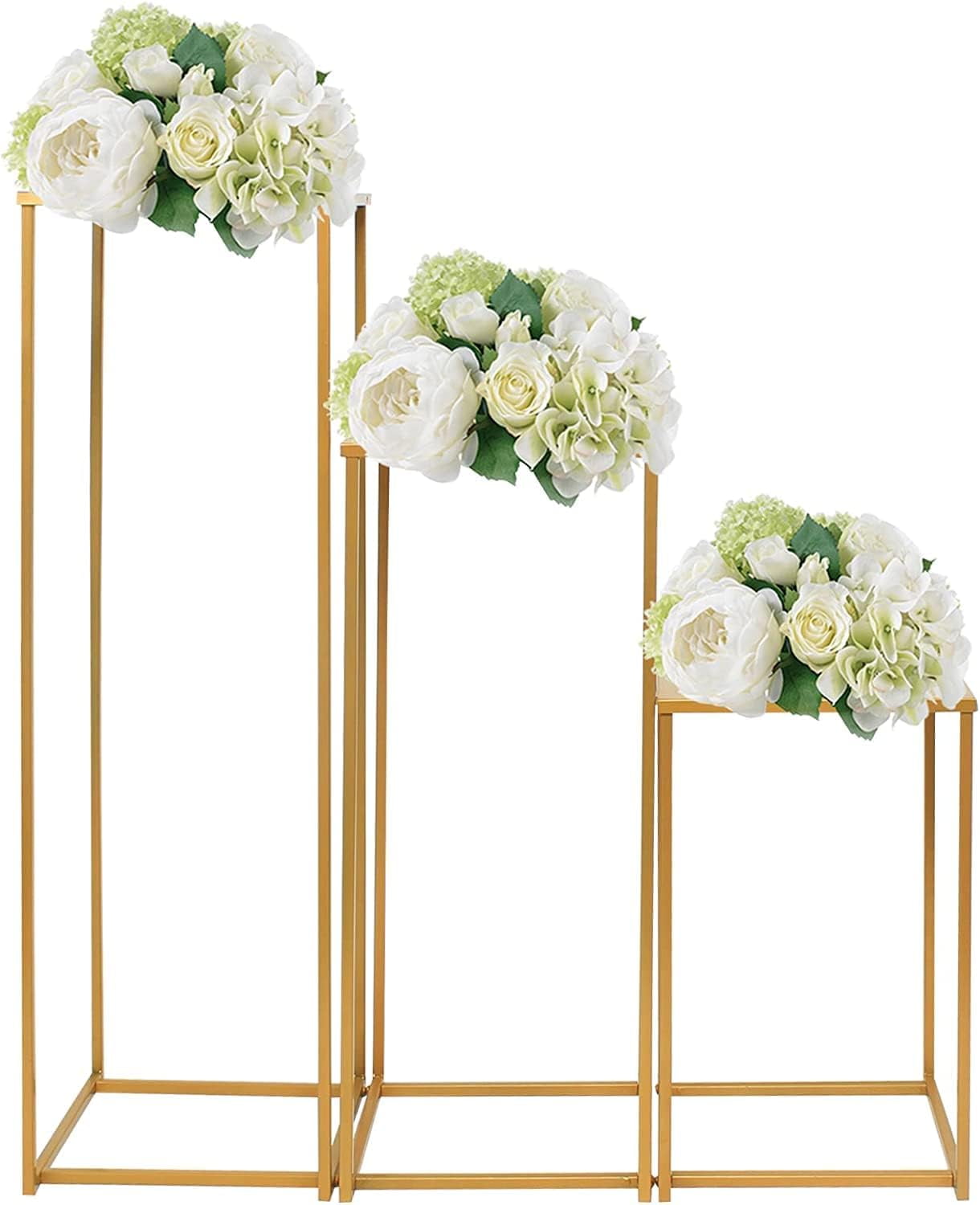3 Pcs Column Vases Wedding Centerpieces for Tables, Gold Tall Floor ...
