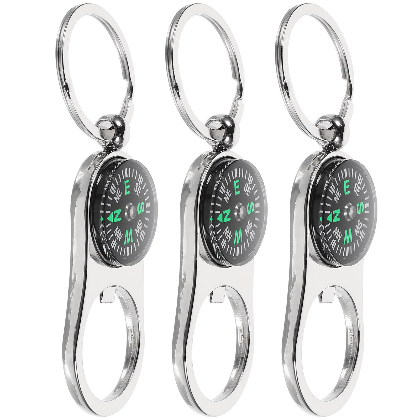 3 Pcs Compass Keychain Toy Ring Keyring Keychains Travel Work Silver ...