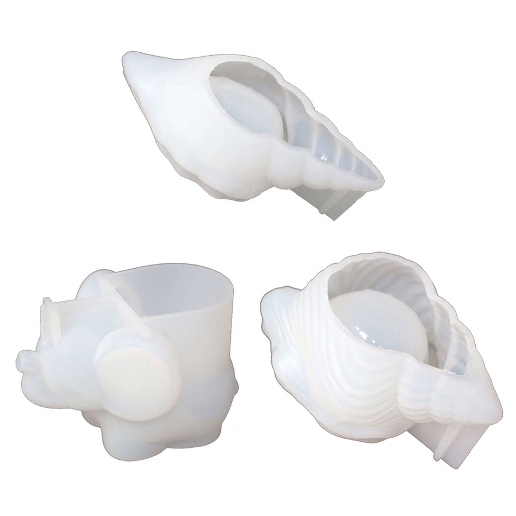 3 Pcs Conch Elephant Shape Rack Mold Kit Silicone Resin Mold Make Up ...