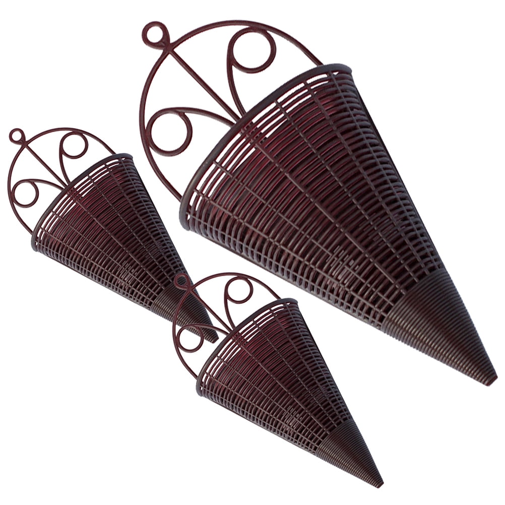 3 Pcs Cone Hanging Baskets Bird Shaped Imitation Rattan Wall Flower ...