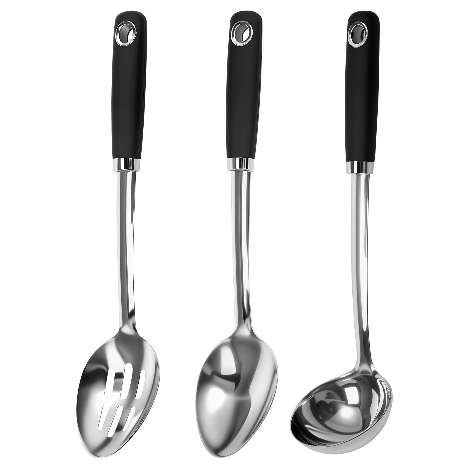 3 Pcs Cooking Spoons Stainless Steel Serving Spoons Rust Resistant ...