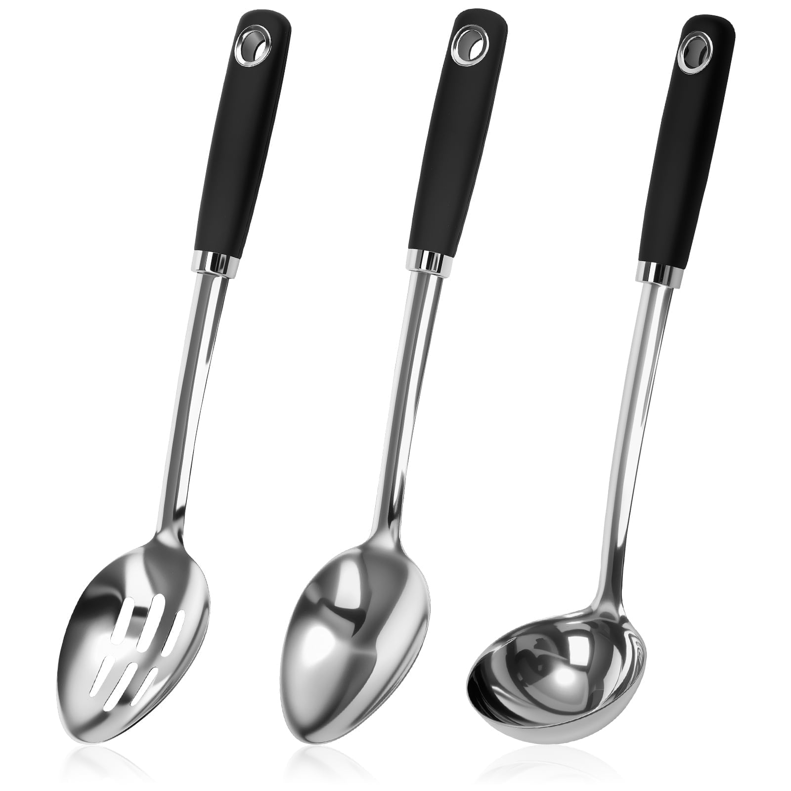 3 Pcs Cooking Spoons Stainless Steel Serving Spoons Rust Resistant ...