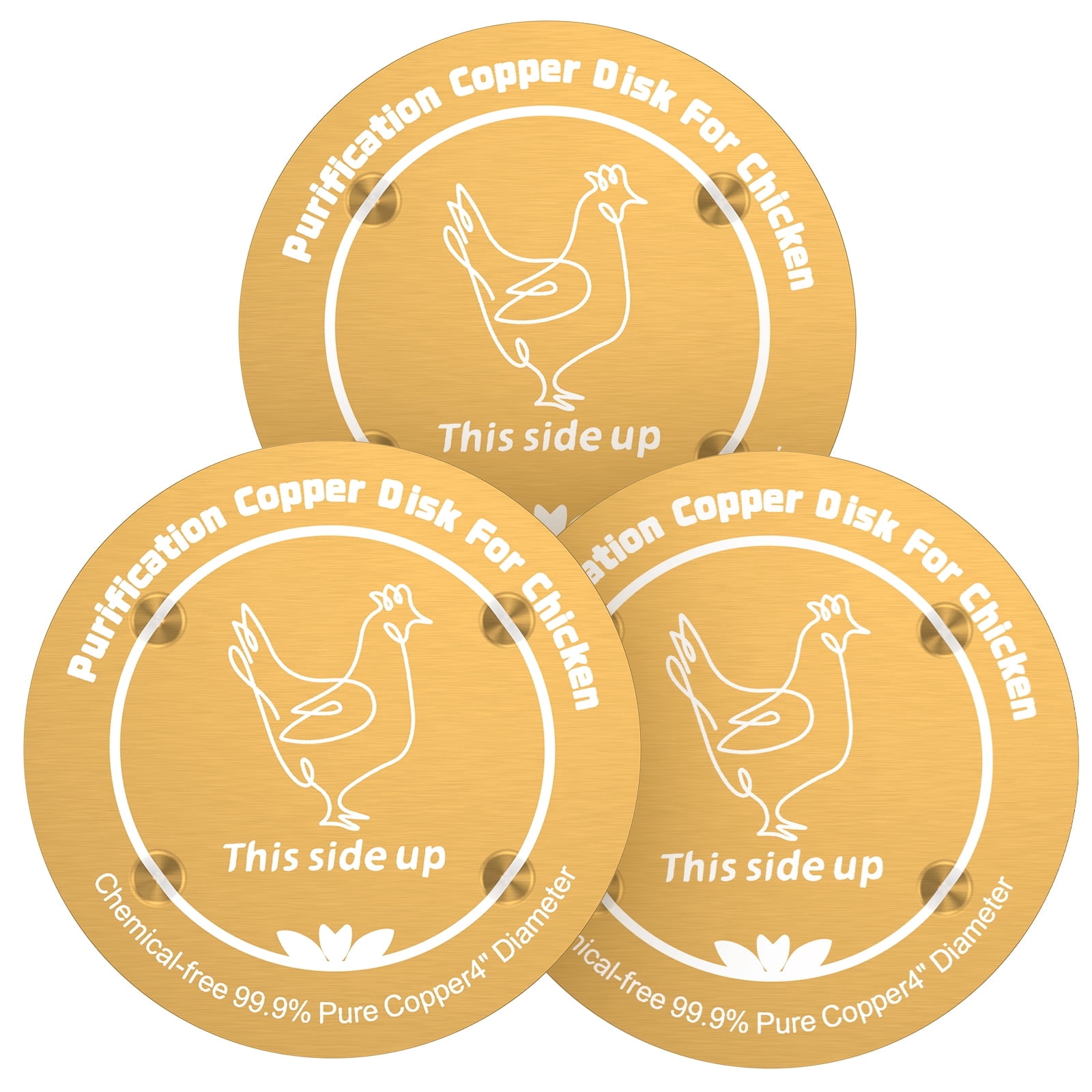 3 Pcs Pure Copper Disk for Chicken Water Feeder & Bird Bath, 8mm Thick ...