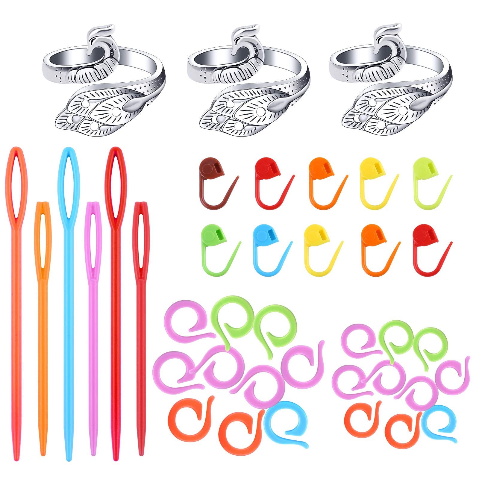 3 Pcs Crochet Ring, 20 Pcs Stitch Marker Rings, Crochet Rings for ...