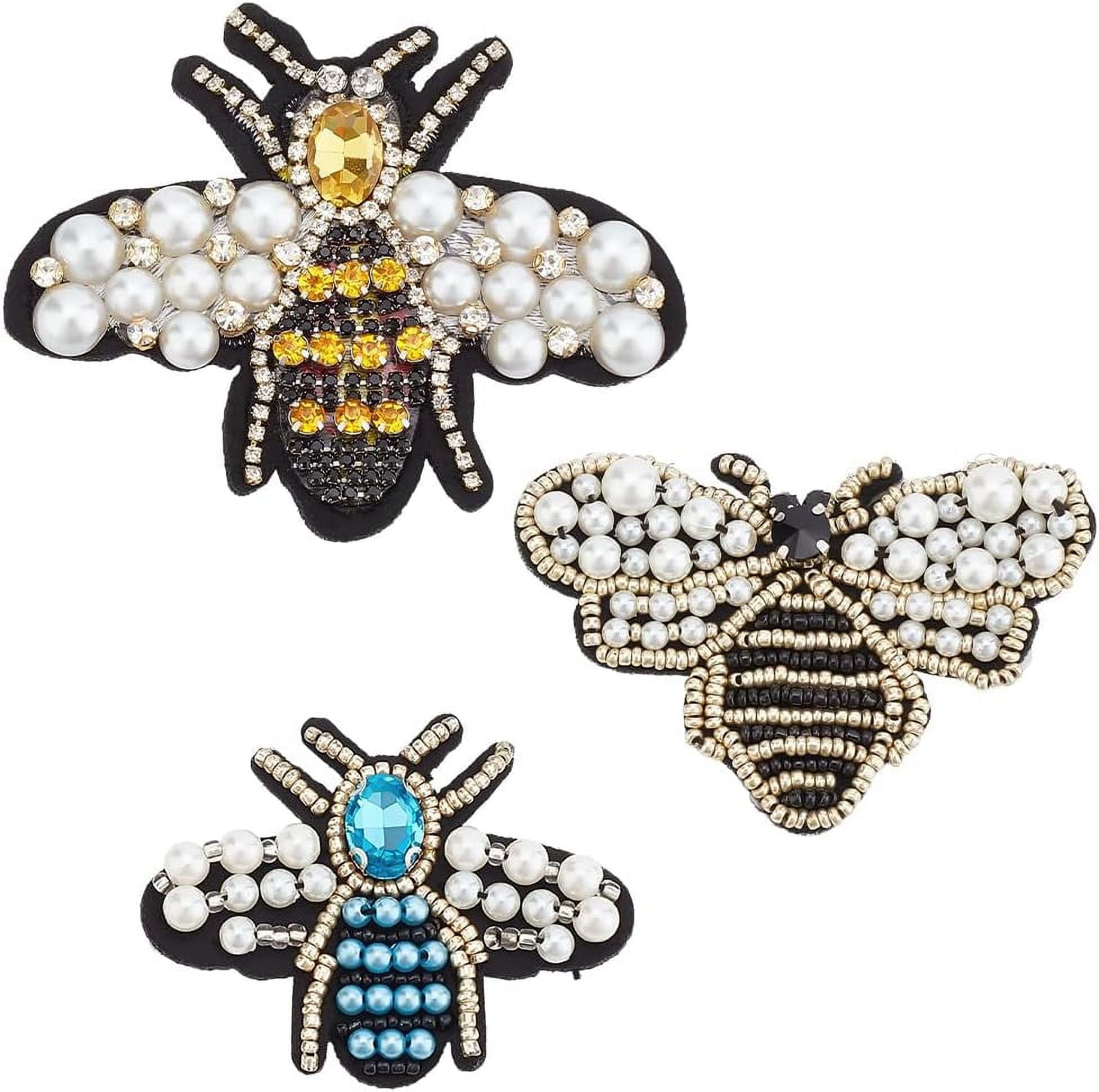 3 Pcs Crystal Bee Beaded Patches Embroidery Sewing Decoratives Patches ...