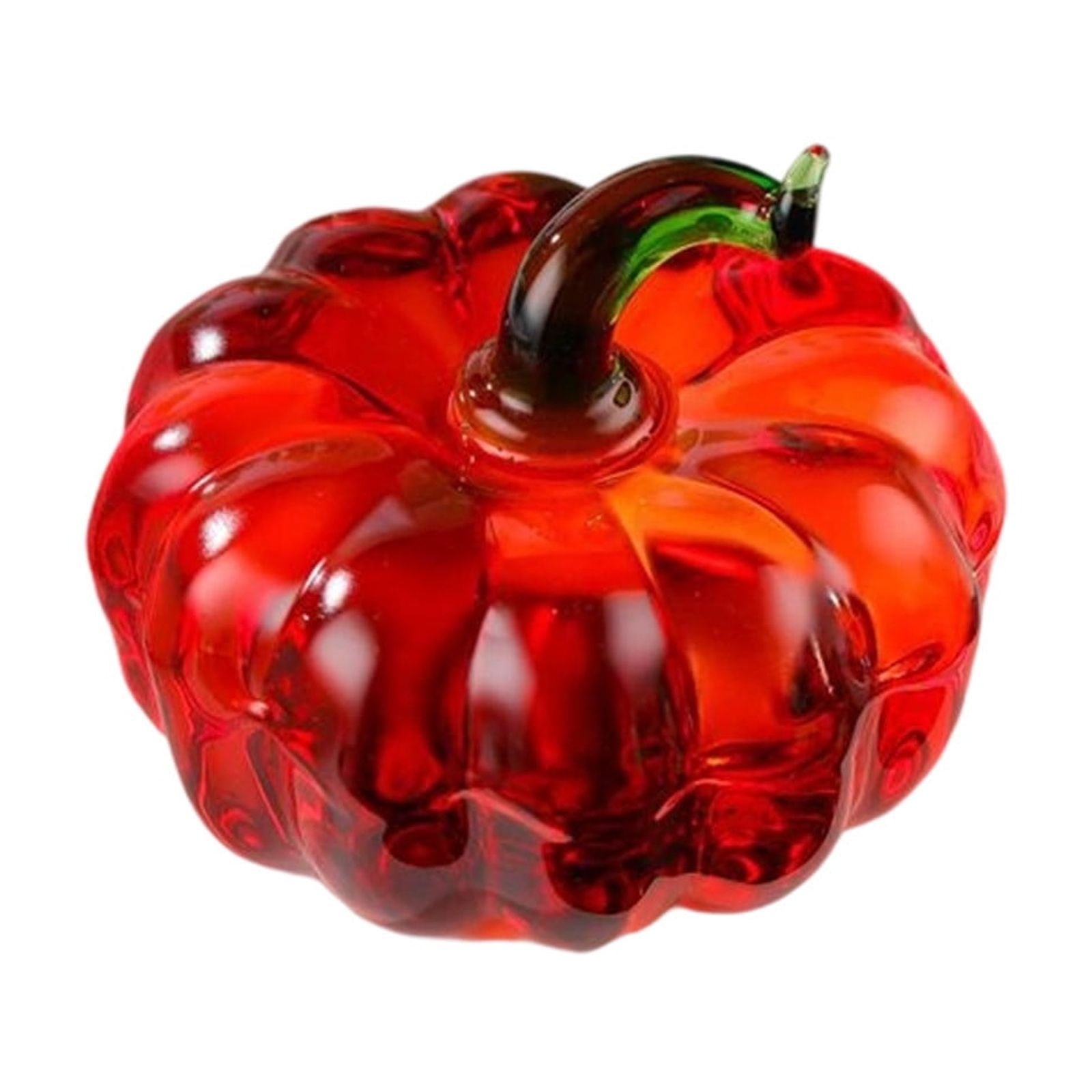 3 Pcs Crystal Glass Pumpkin Decor - Pressed Glass Art Fruit with Vivid ...