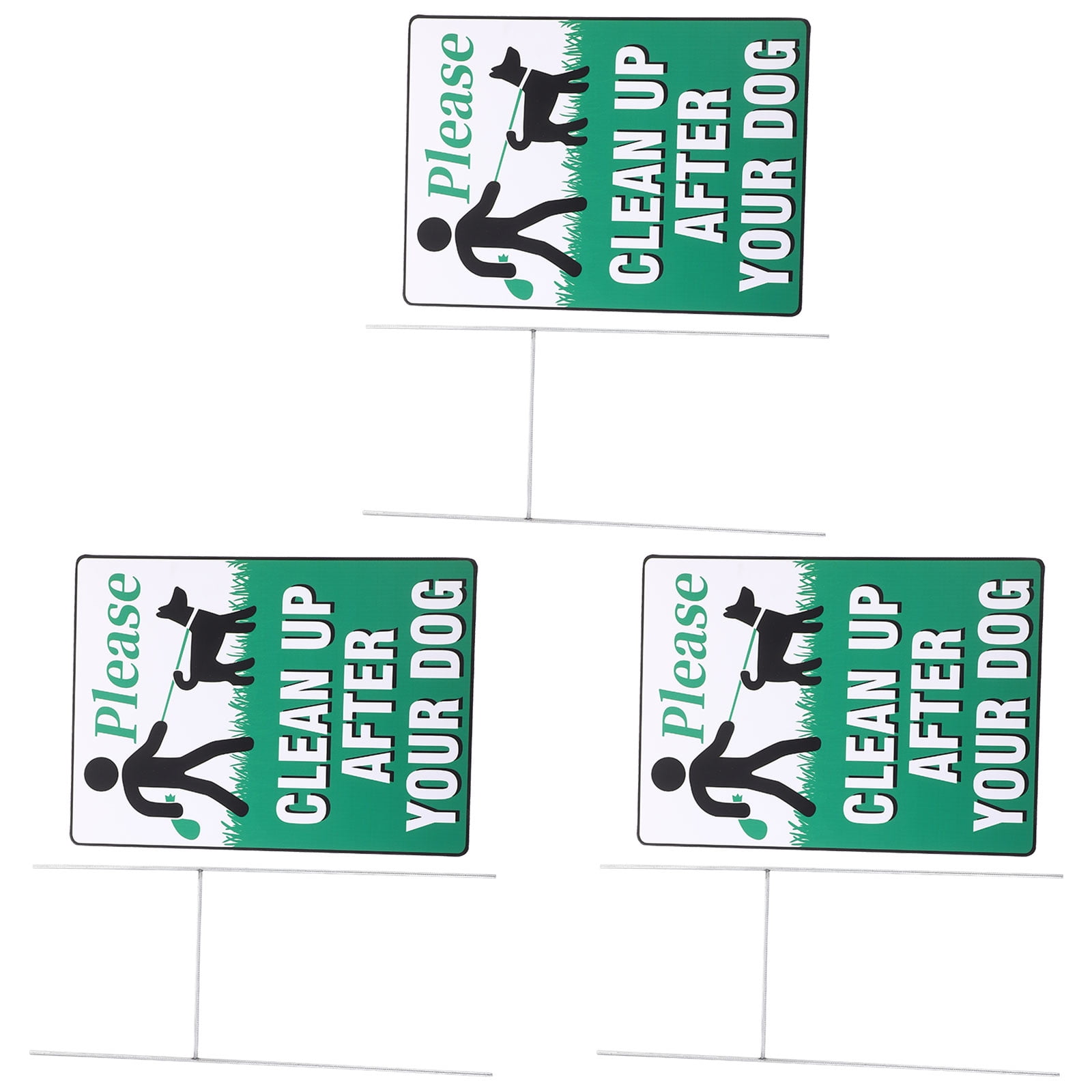 3 Pcs Curb Your Dog Sign Please Pick up Poop Beware of Green - Walmart.com