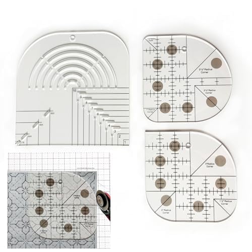 3 Pcs Curved Corner Cutter Quilt Ruler,Clear Acrylic Sewing Templates ...