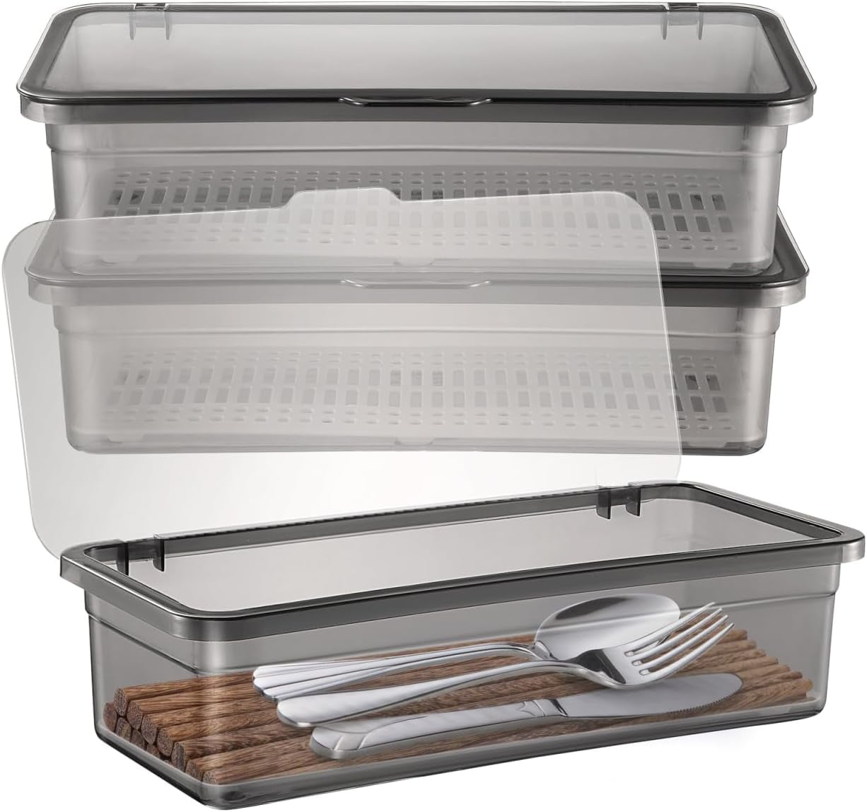 3 Pcs Cutlery Storage Box Kitchen Storage Container Holder Camping ...