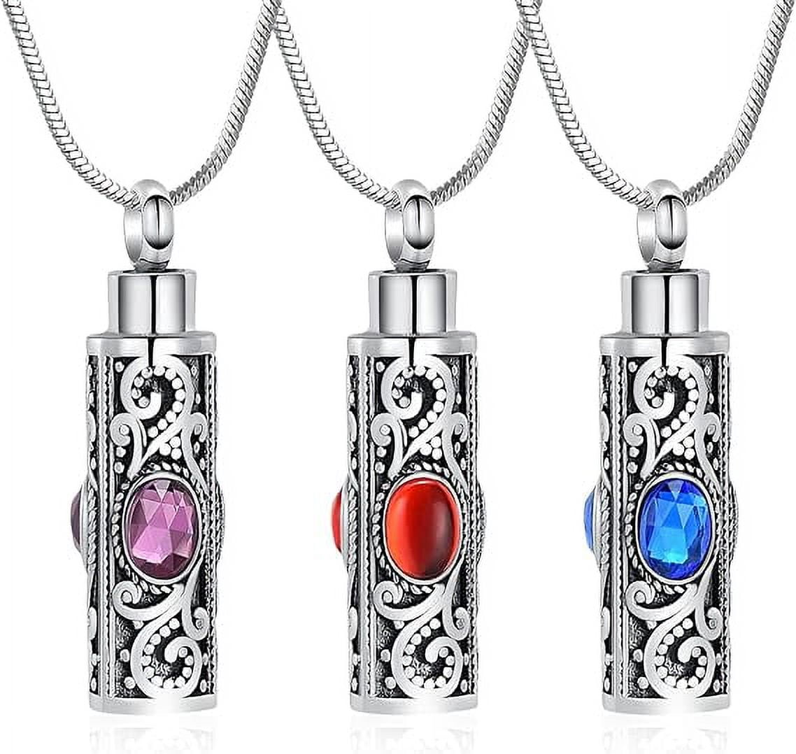 3 Pcs Cylinder Cremation Urn Necklace for Ashes for Women Men Mom ...