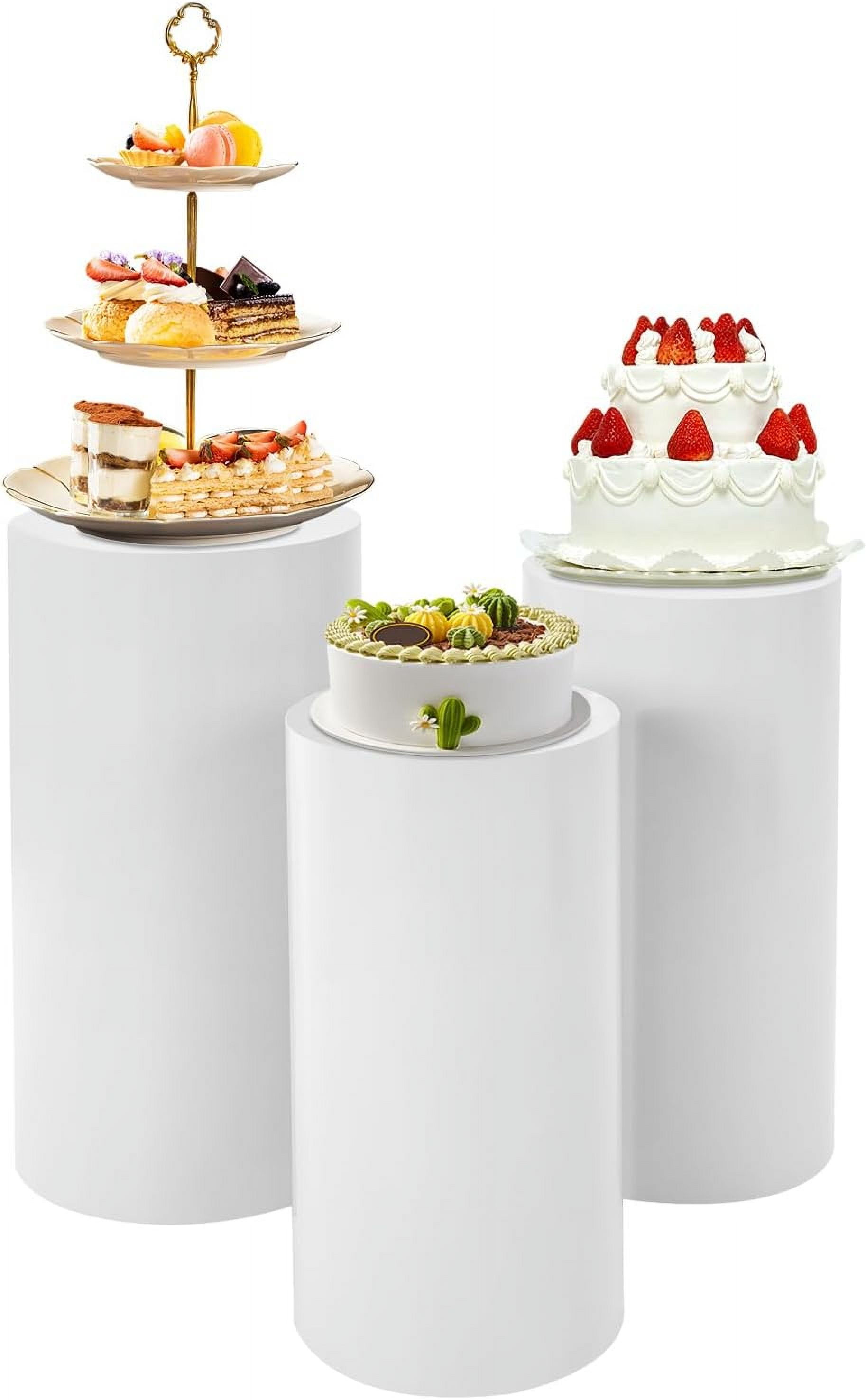 3 Pcs Cylinder Pedestal Stand, Parties Display Pedestal Decor Backdrop ...