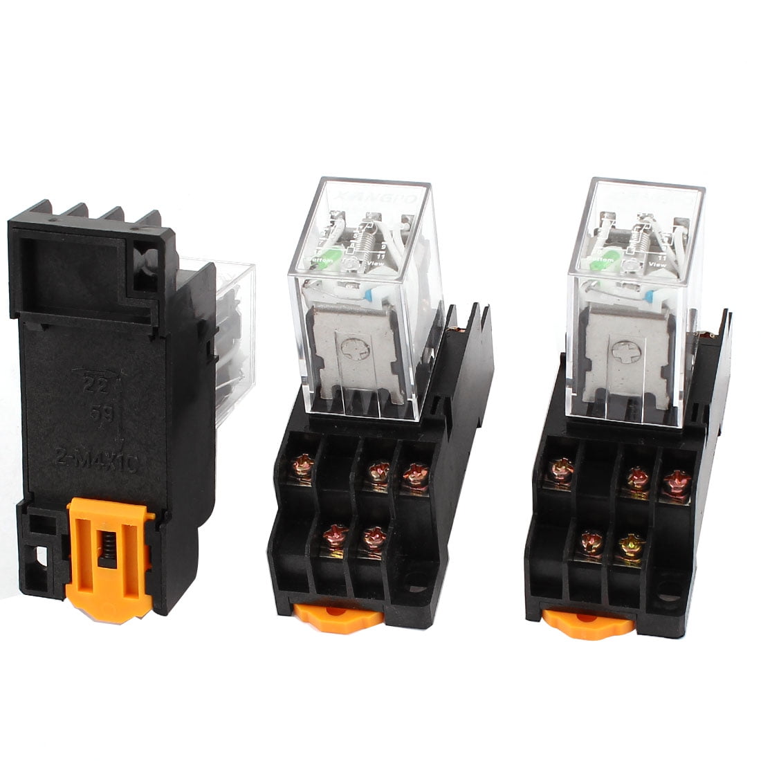 3 Pcs DC 24V Coil 3PDT 11Pin Green General Purpose Power Relay w Socket ...