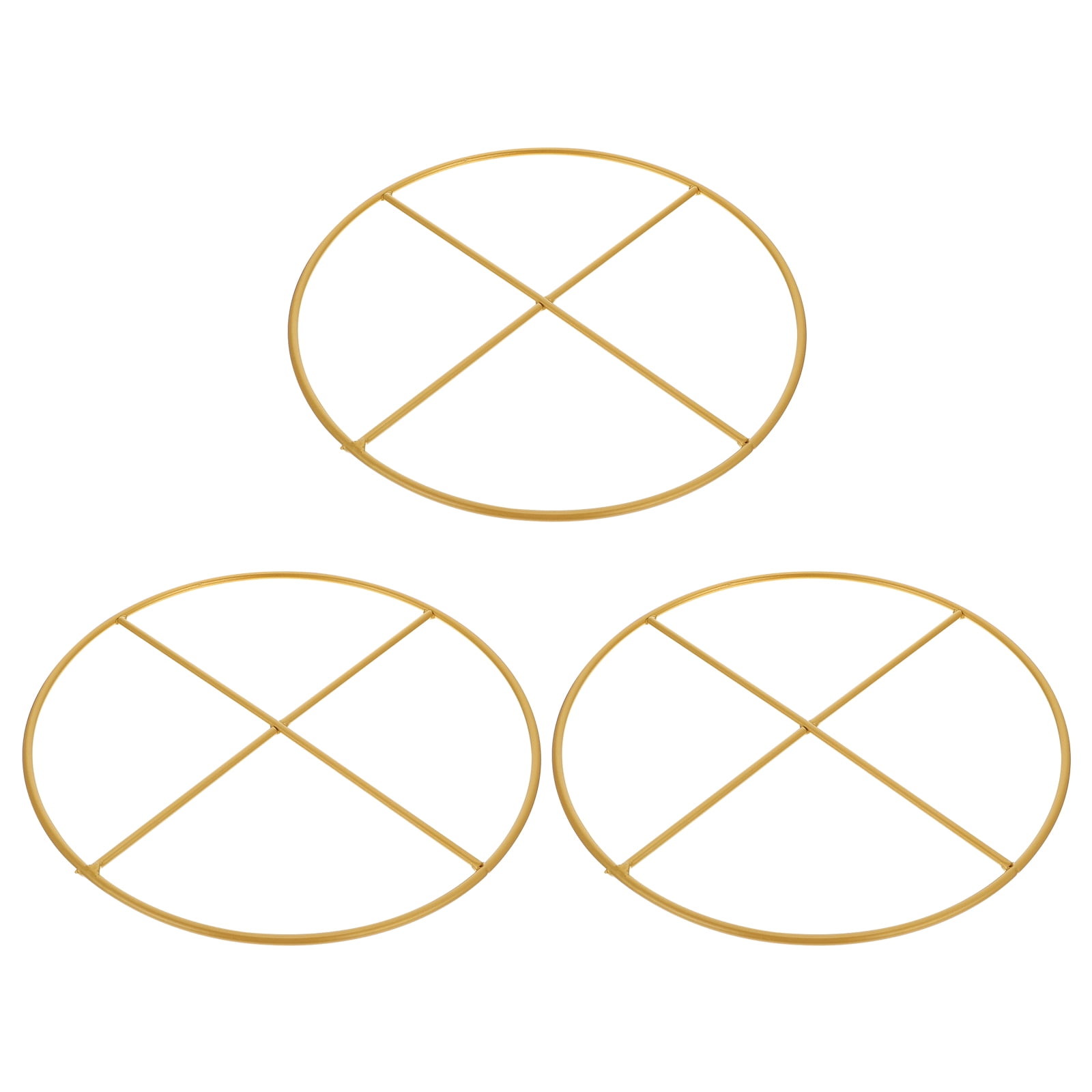 3 Pcs DIY Round Shaped Rings Gold Frames Crafts Christmas Floral Hoops ...