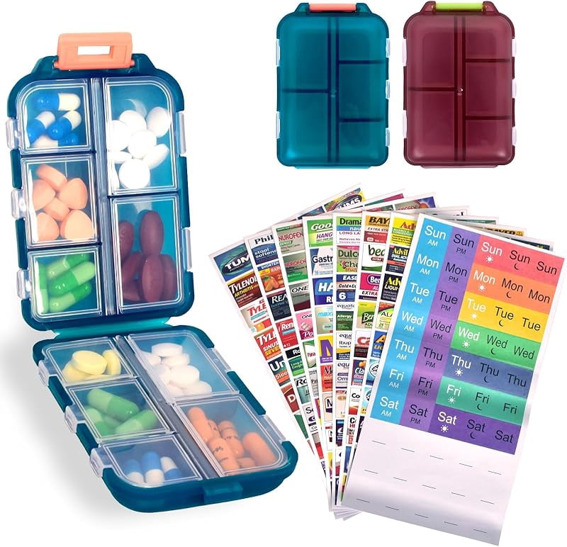 3 Pcs DIY Travel Pill Organizer with Labels Pocket Pharmacy, 3 Pill Box ...