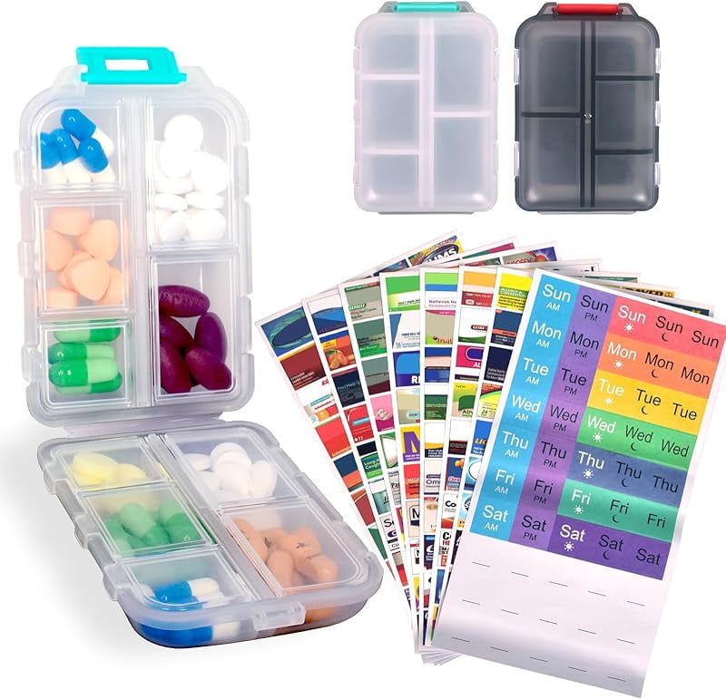 3 Pcs DIY Travel Pill Organizer with Labels Pocket Pharmacy, 3 Pill Box ...