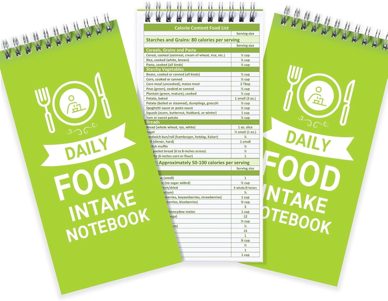 3 Pcs Daily Food Journal 4'' x 8'' Calorie Counter Book Notebook 70 ...