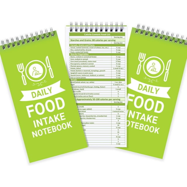 3 Pcs Daily Food Journal 4'' x 8'' Calorie Counter Book Notebook 70 ...