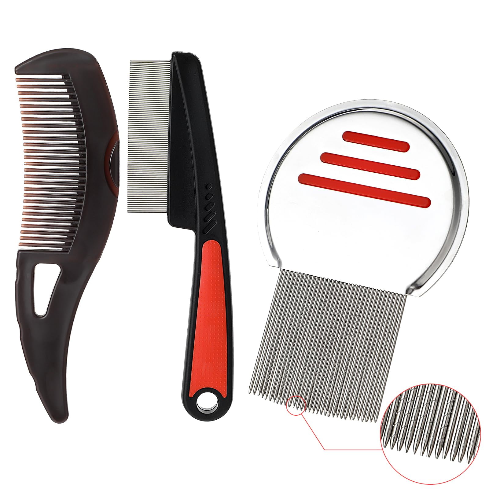 3 Pcs Dandruff Comb Set,Psoriasis Comb Stainless Steel Fine Tooth ...