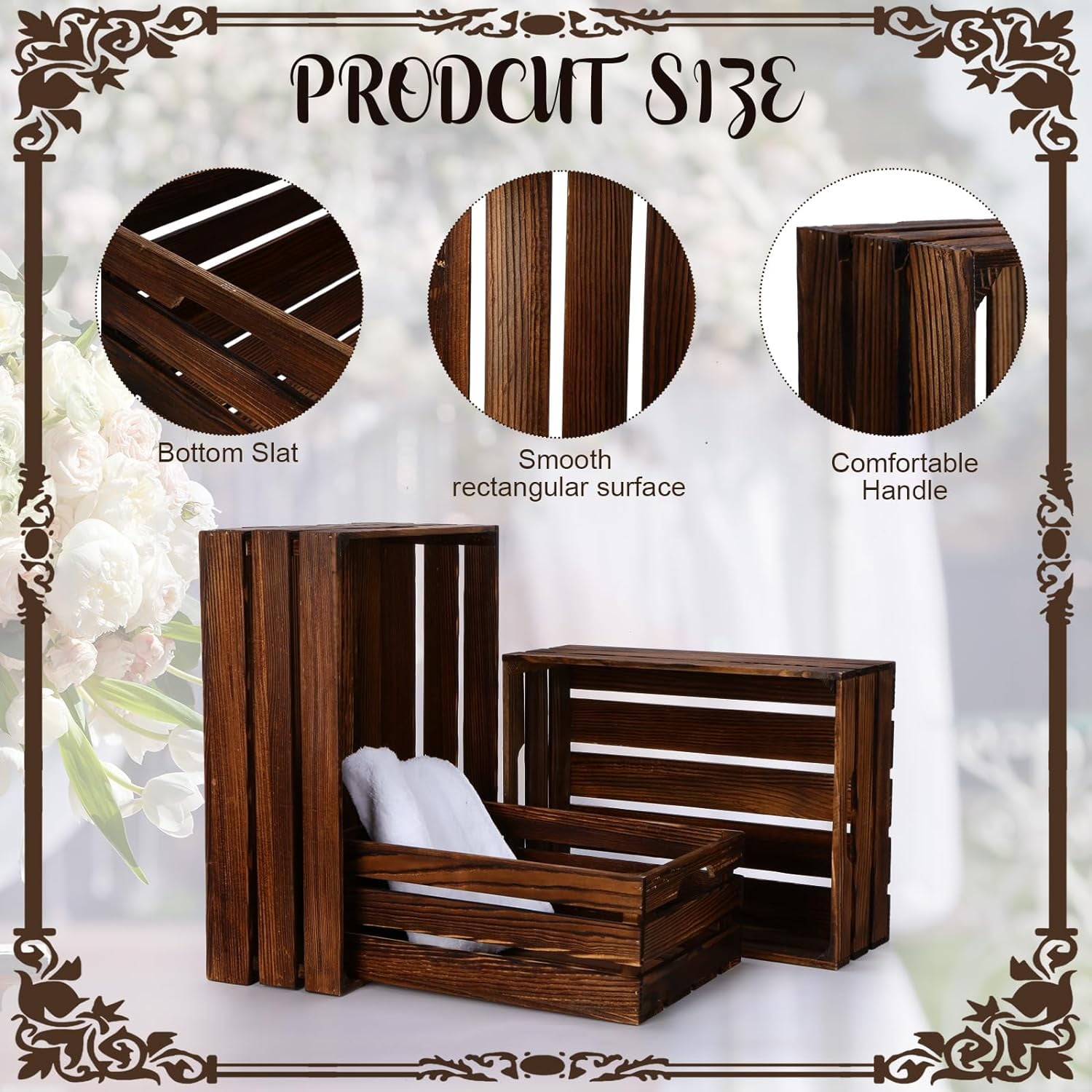 3 Pcs Decorative Nesting Wooden Crates for Storage Display, Rustic Wood ...