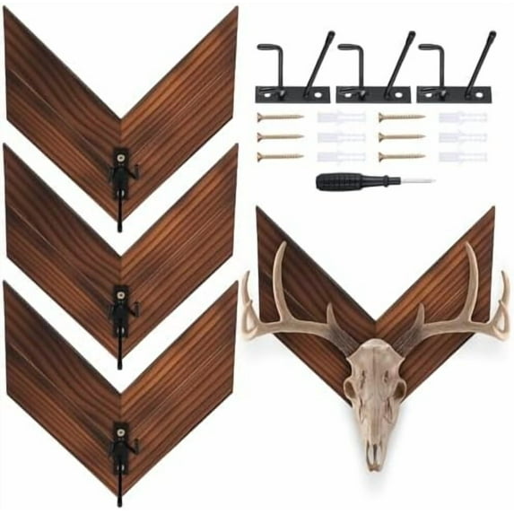 3 Pcs Deer European Skull Mount Face Plate Plaque, Wood Classic Deer ...