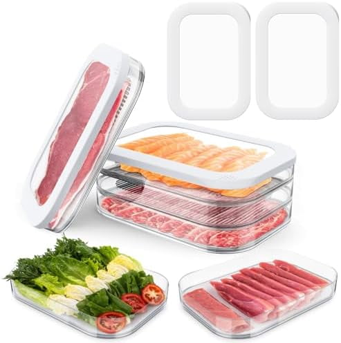 3 Pcs Deli Meat Container for Fridge, Stackable Bacon Lunch Meat ...