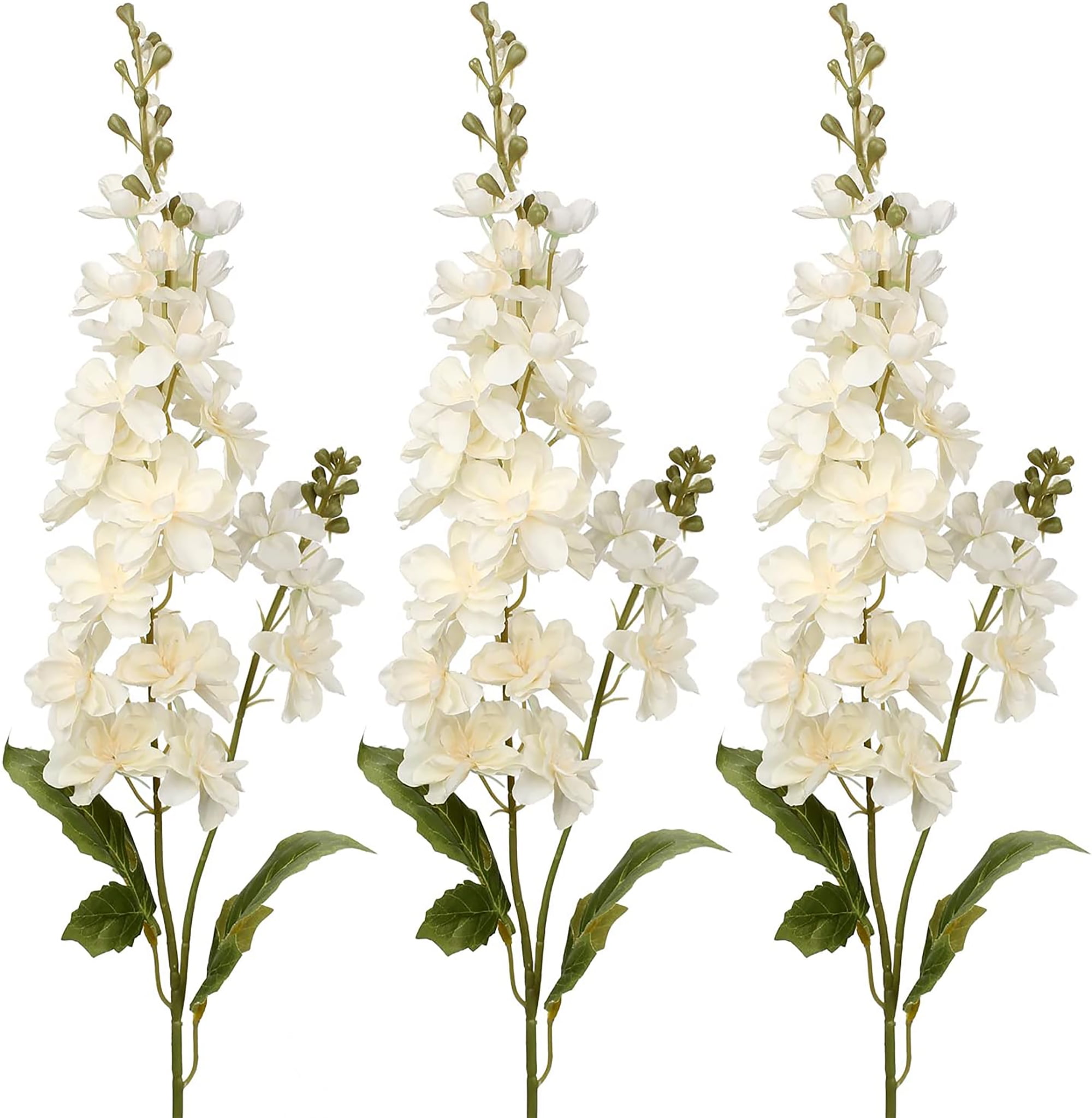 3 Pcs Delphinium White Artificial Flowers Bouquet Garden Larkspur Plant ...