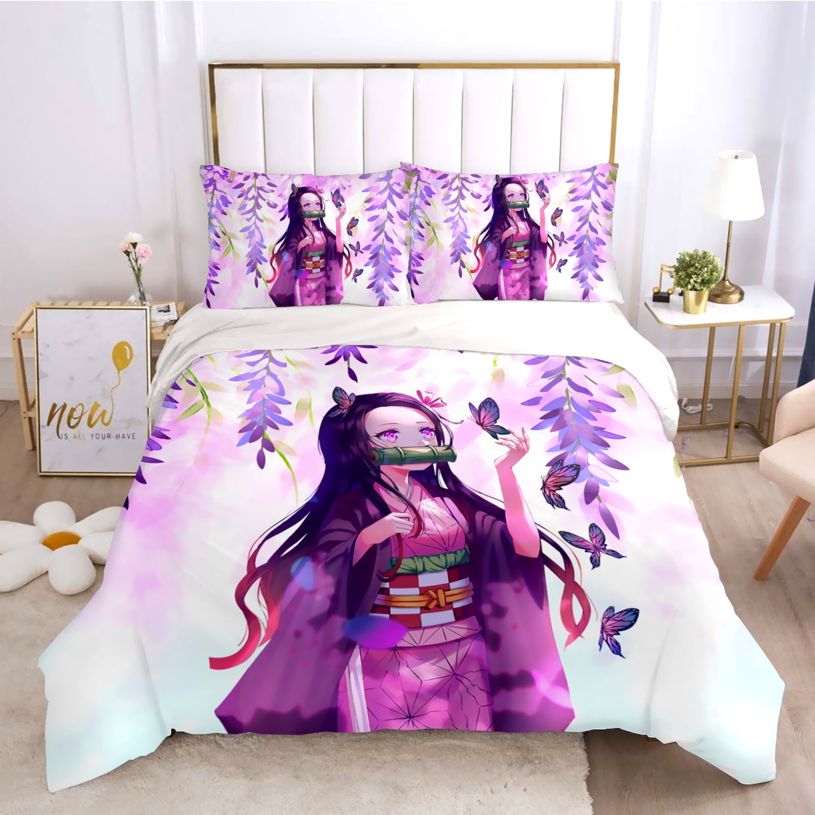 3 Pcs Demon Slayer Bedding Set 1 Quilt Cover 2 Pillowcases Merch Nezuko ...